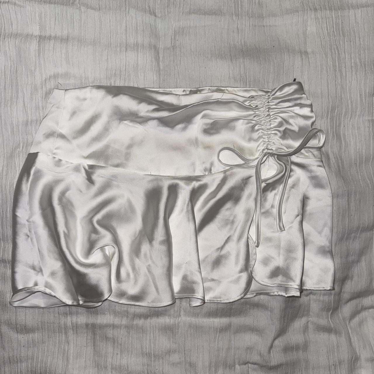 princess polly gibbs mini skirt in white worn once... | Depop