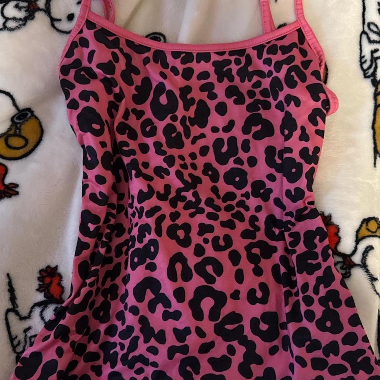 Pink and black leopard print tank top #leopardprint... | Depop