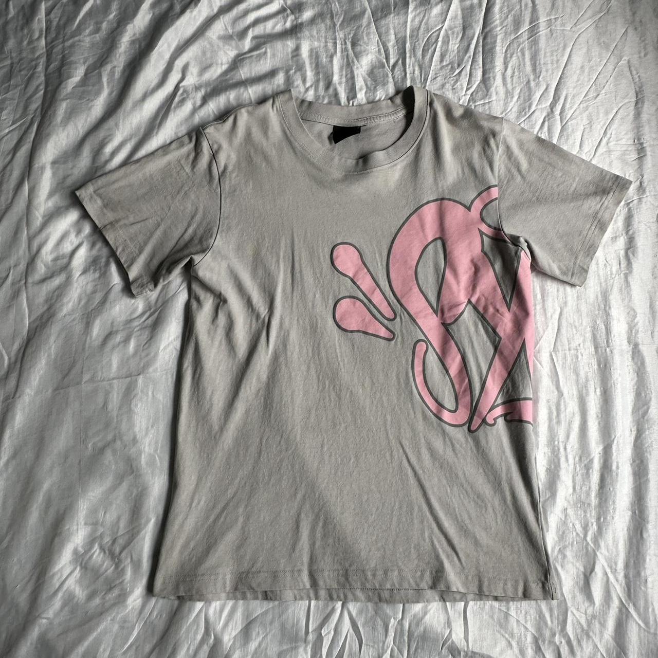 Grey and pink Syna graphic tee and shorts. | Depop
