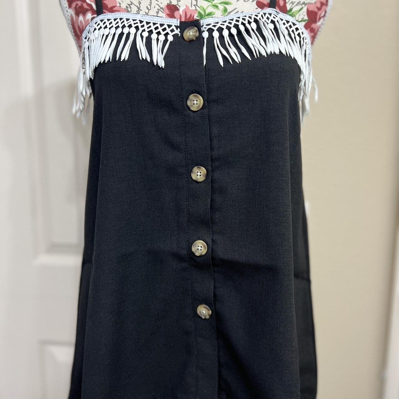 Black & white tassel tank top | Depop