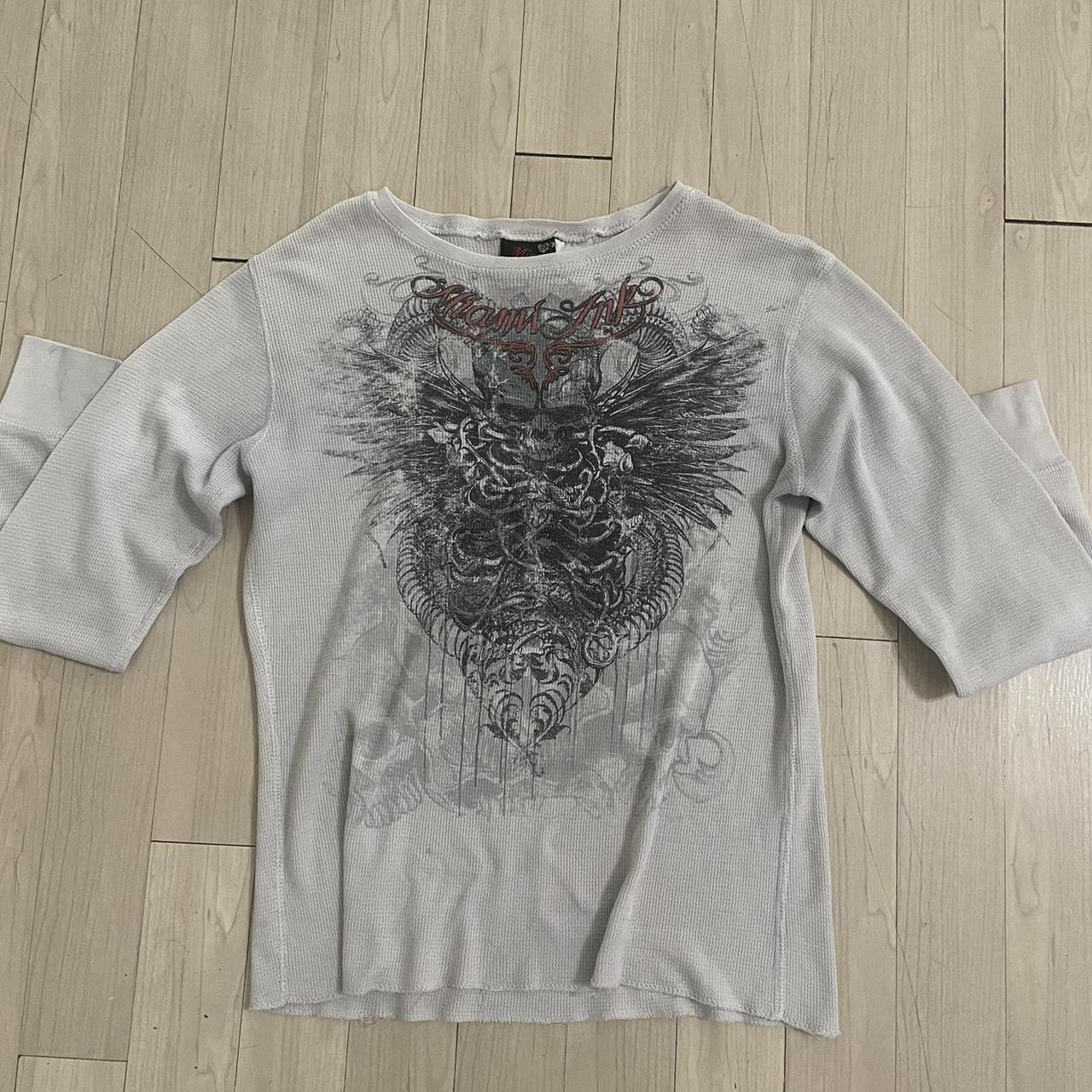 Miami Ink long sleeve grunge top Size M fits like a... - Depop