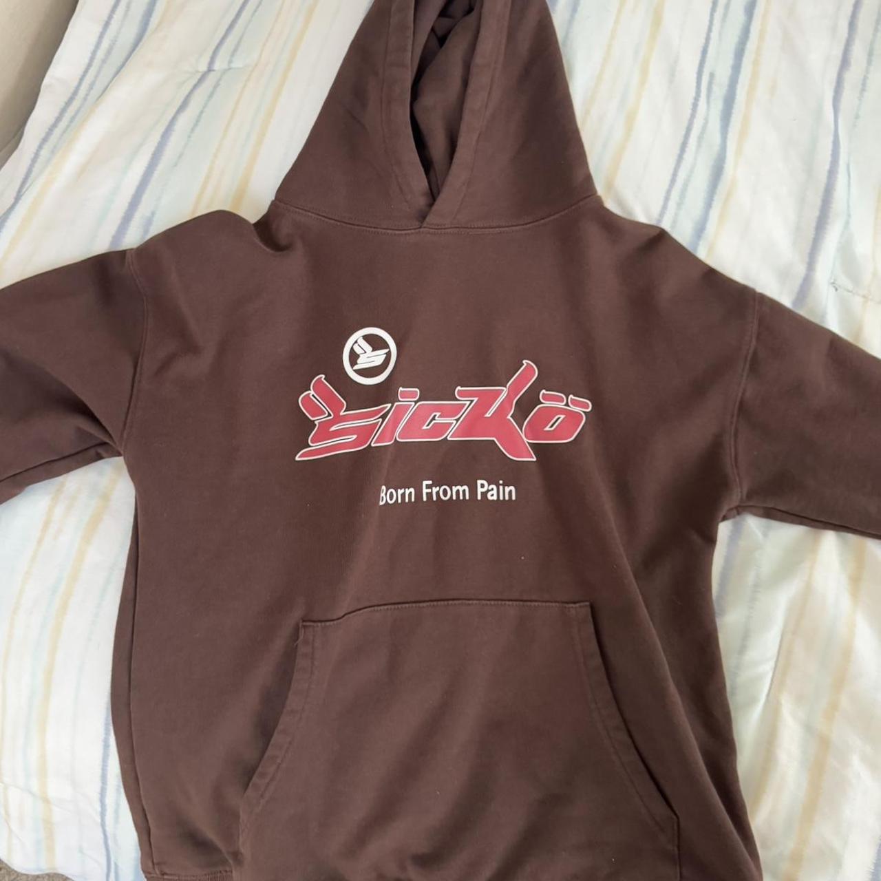 Brown and red Sicko hoodie #hoodie | Depop