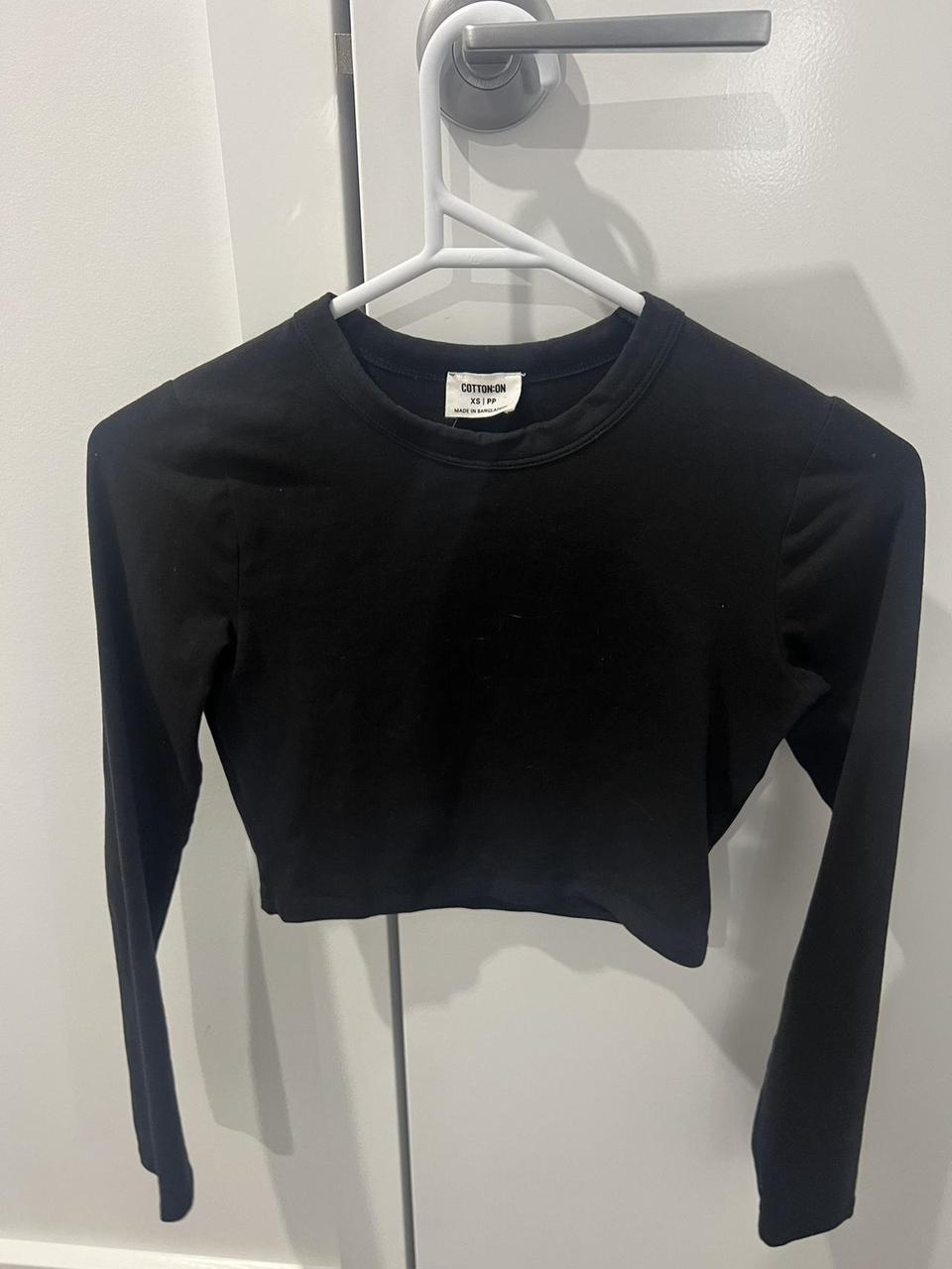 basic cropped black long sleeve. very easy to style... - Depop
