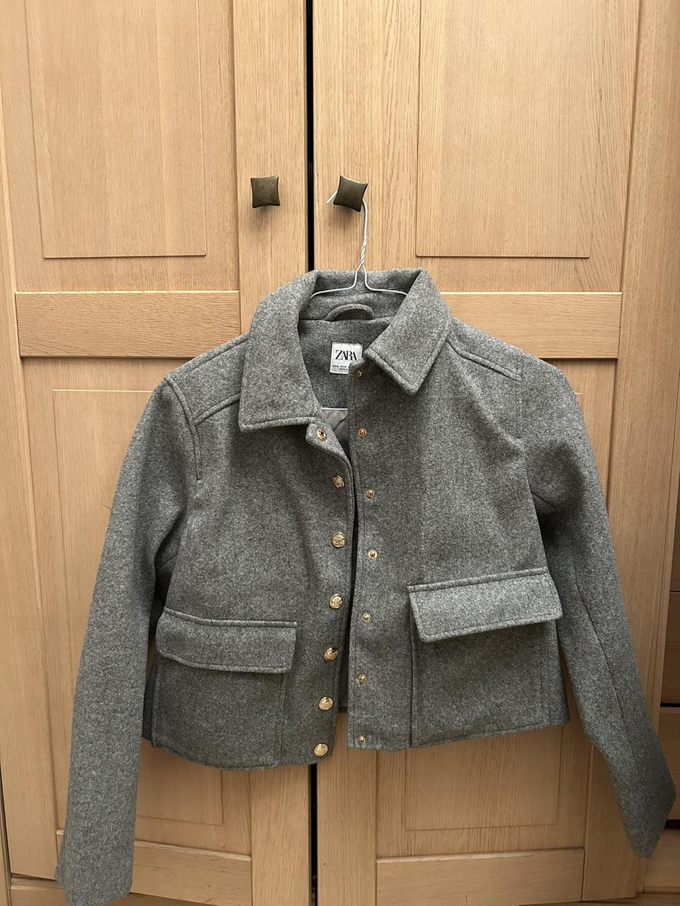 Zara short grey jacket with golden buttons. Great... - Depop