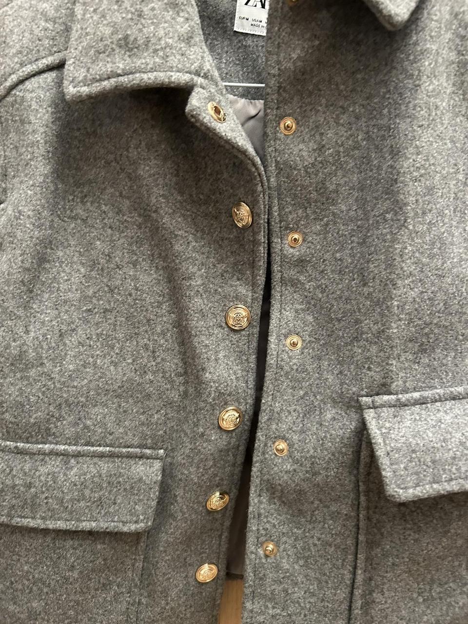 Zara short grey jacket with golden buttons. Great... - Depop