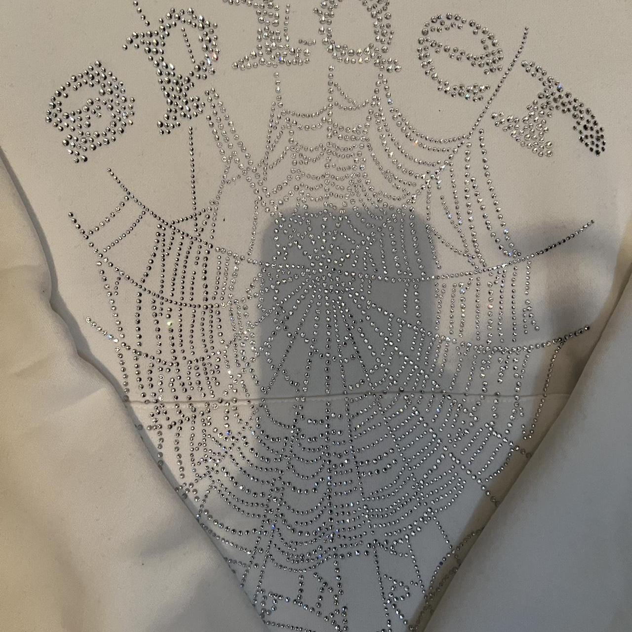 WHITE RHINESTONE SP5DER HOODIE 100%... | Depop