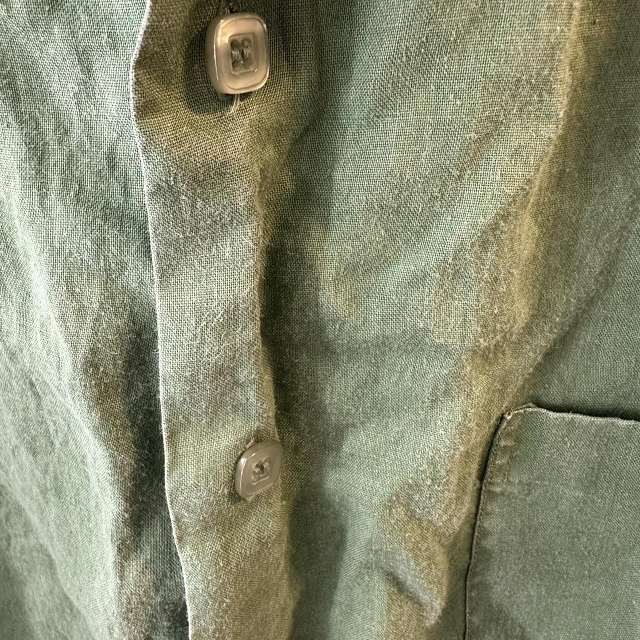 Vintage RLV Platinum Green linen button-up shirt... | Depop