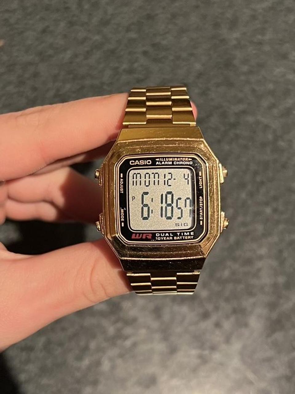CASIO A178W gold digital watch. 12/24h time,... - Depop