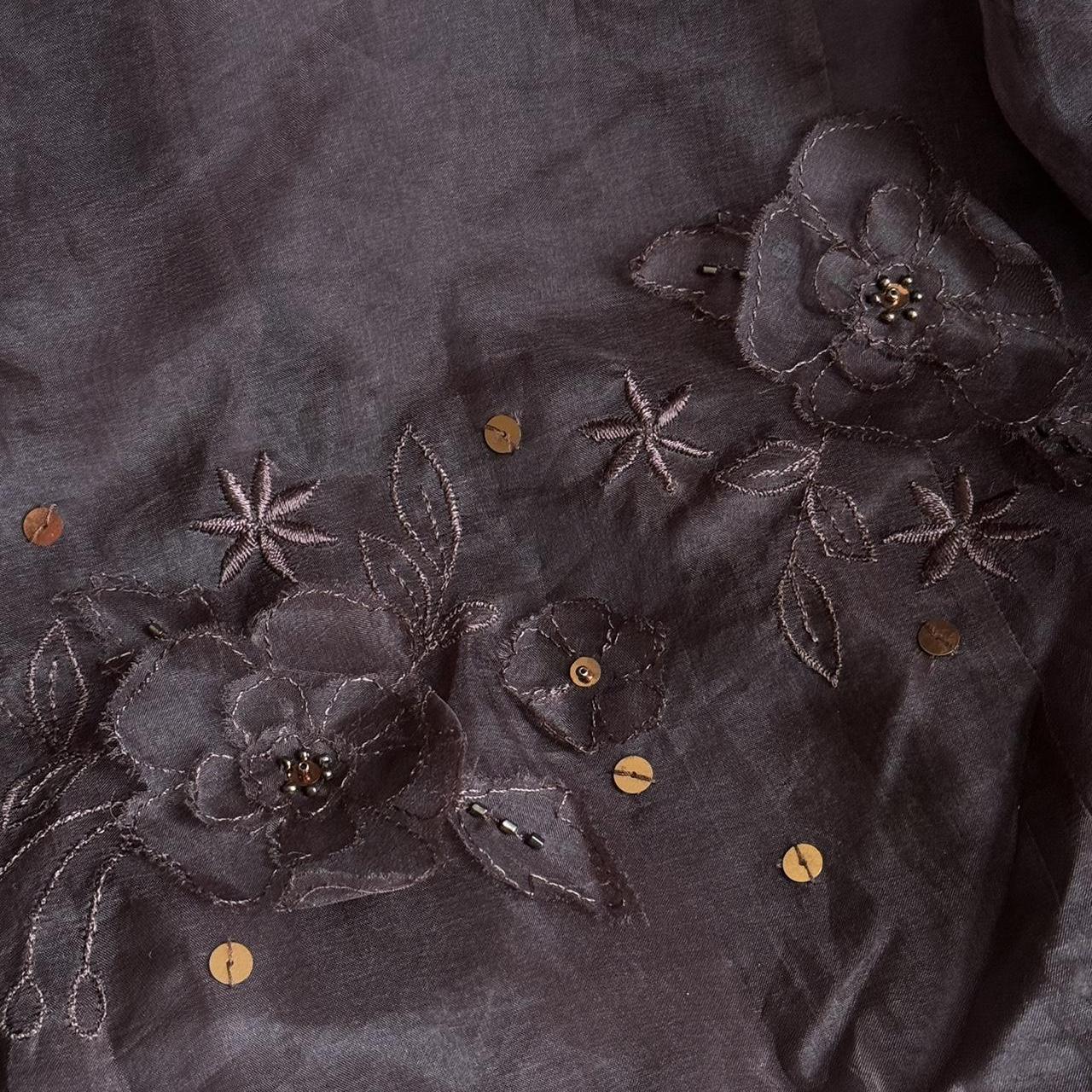 Monsoon Brown Silk Embroidered Dress – Size UK 16... | Depop