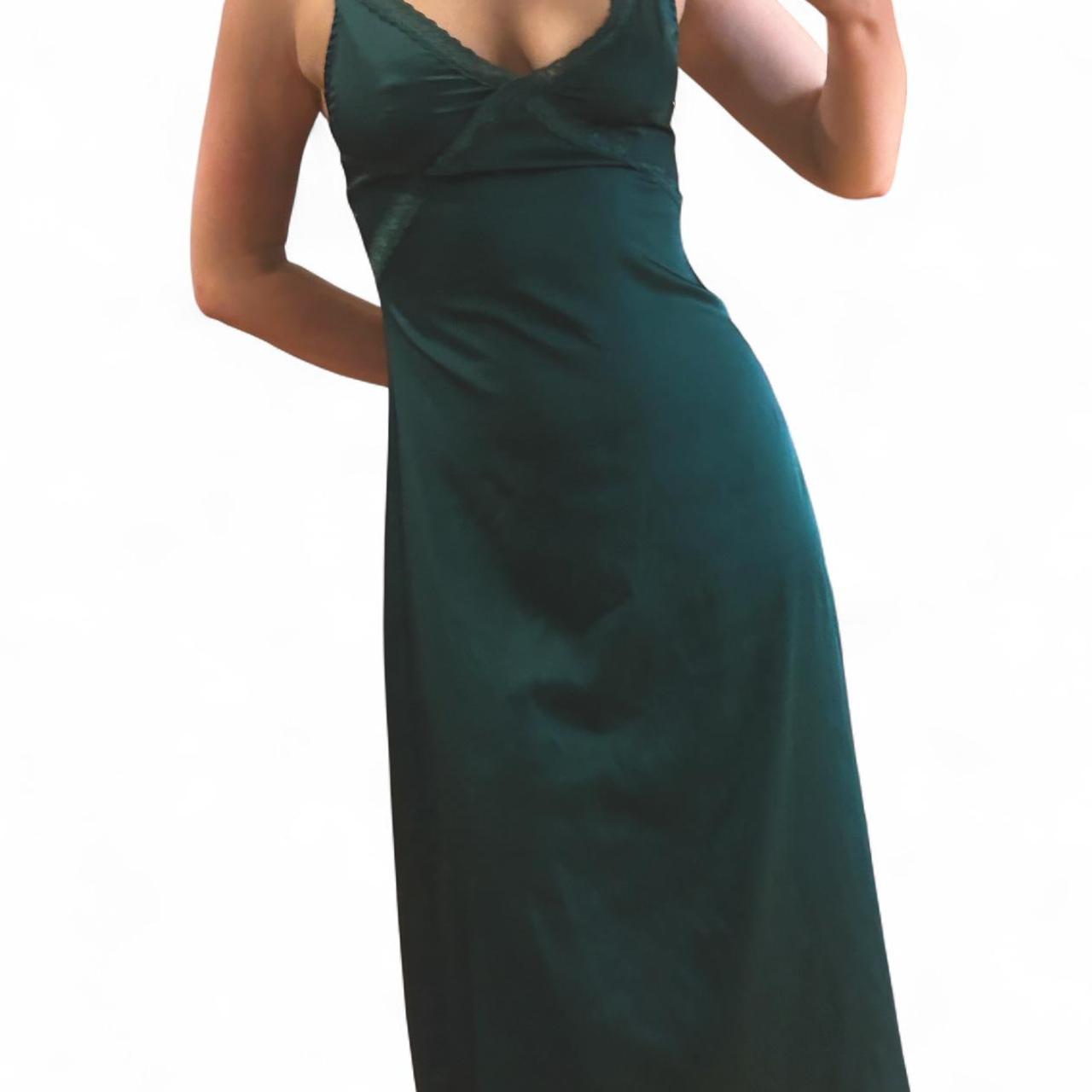 CIDER emerald green midi slip dress perf for prom... | Depop
