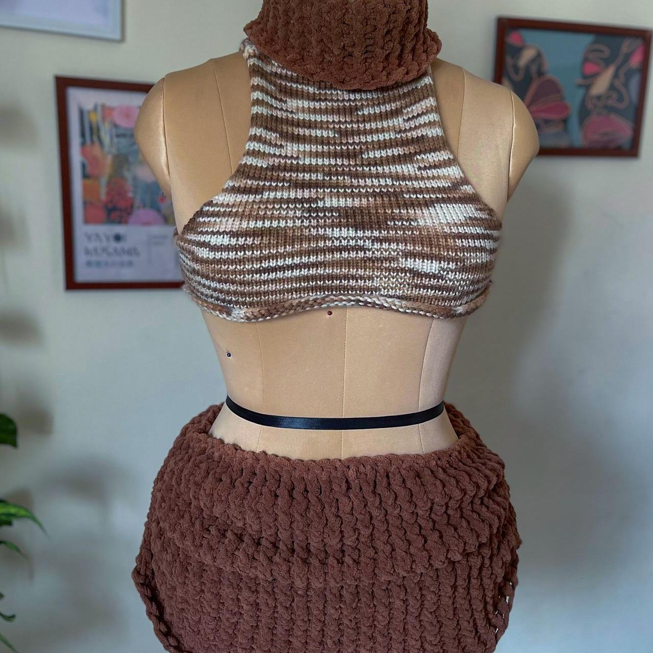 Cozy up in this handmade two-piece knit set, perfect... | Depop