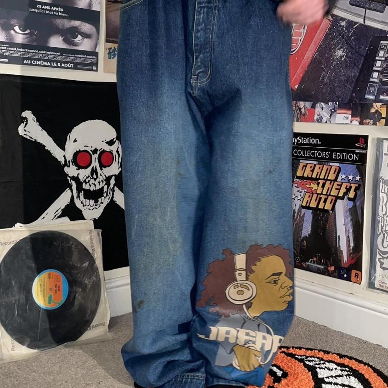 Jafari 00s Printed Baggy Jeans Dope unique Jafari... - Depop