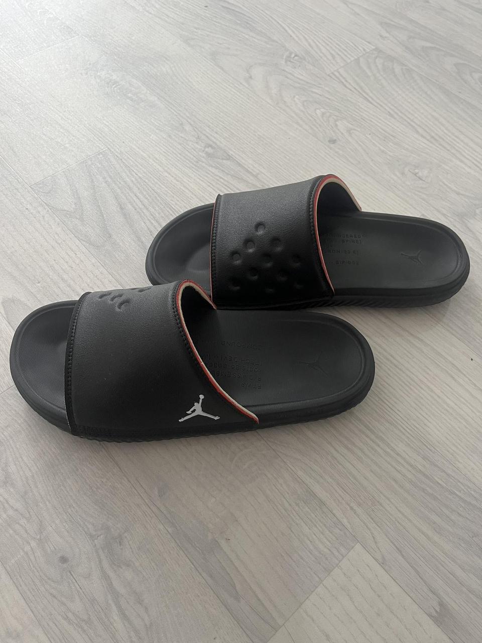 | Black Nike Jordan sliders, still in brand new... - Depop