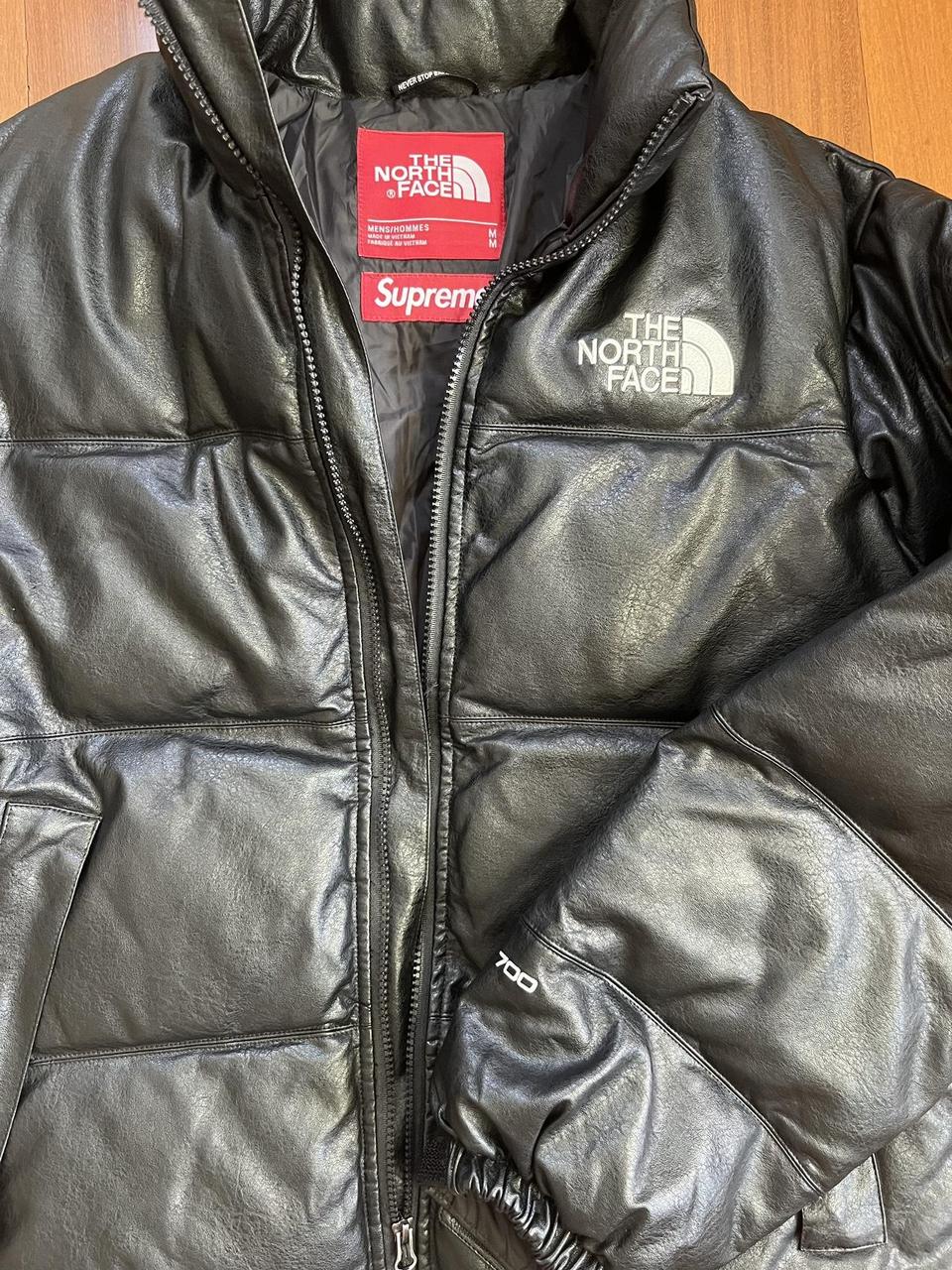 SUPREME x The North Face leather puffer - Depop