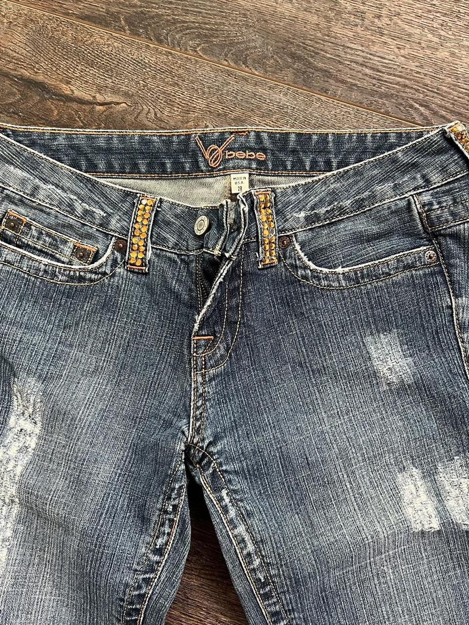 vintage bebe low rise bootcut jeans bedazzled... - Depop