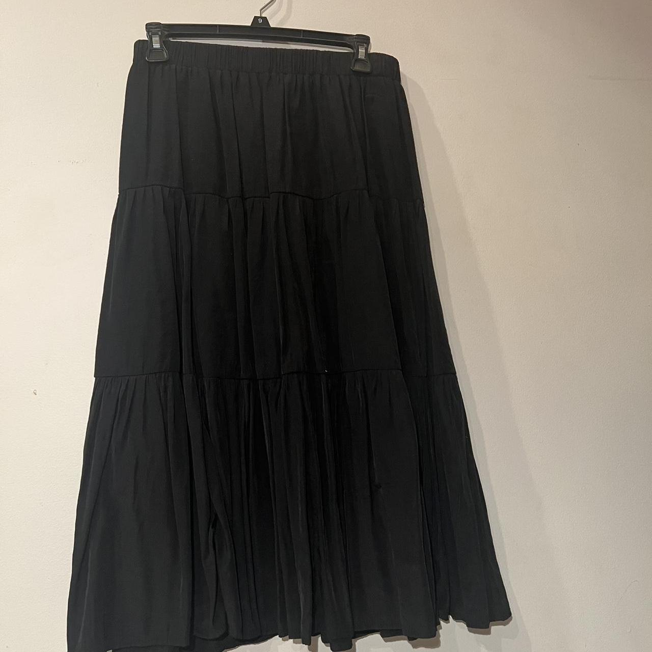 long Black tiered maxi skirt slight rip at... - Depop