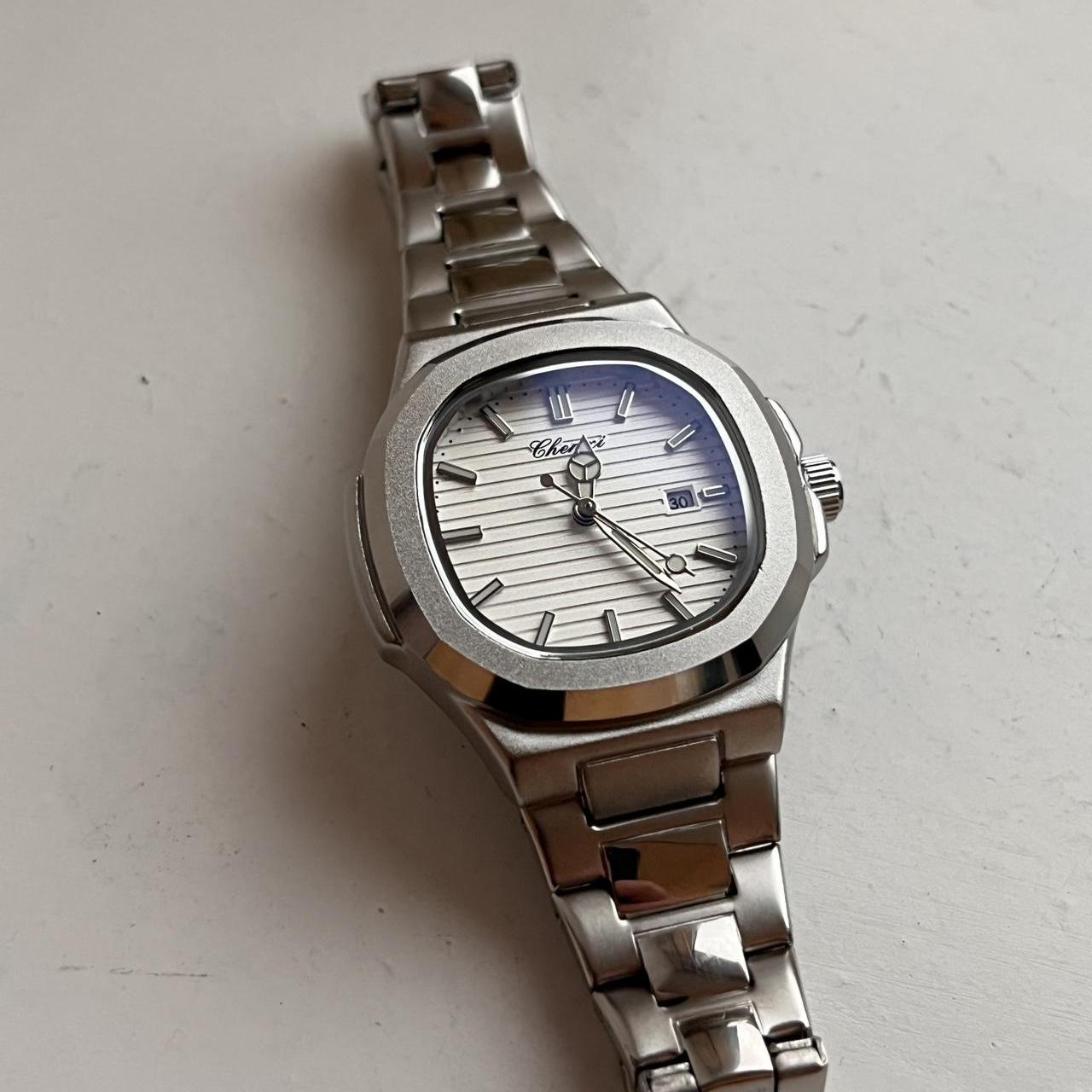 Hand watch Old money style Silver and white... | Depop