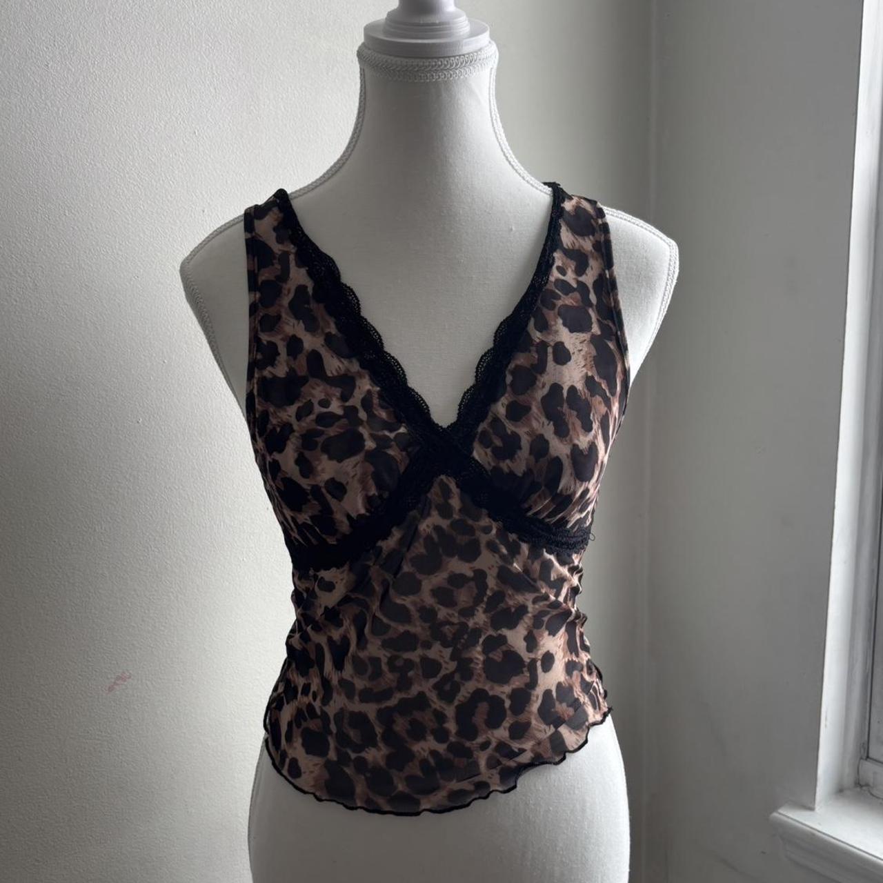 SHEIN Leopard print cami top with lace detailing... | Depop