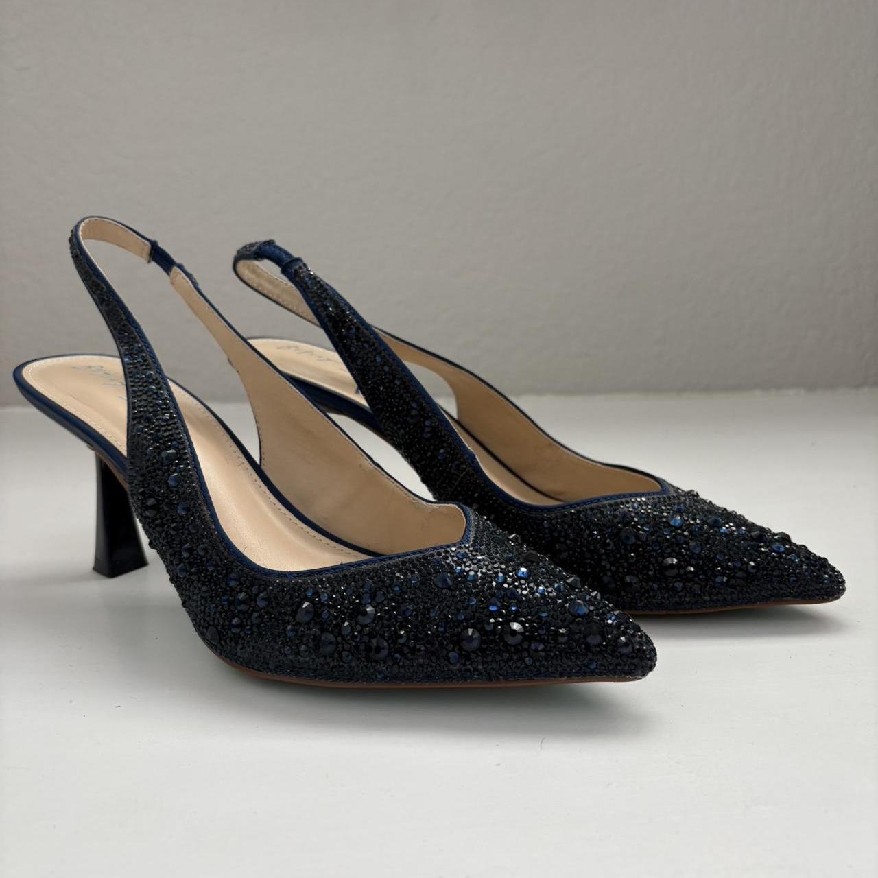 Betsey Johnson blue rhinestone strappy heels. These... | Depop