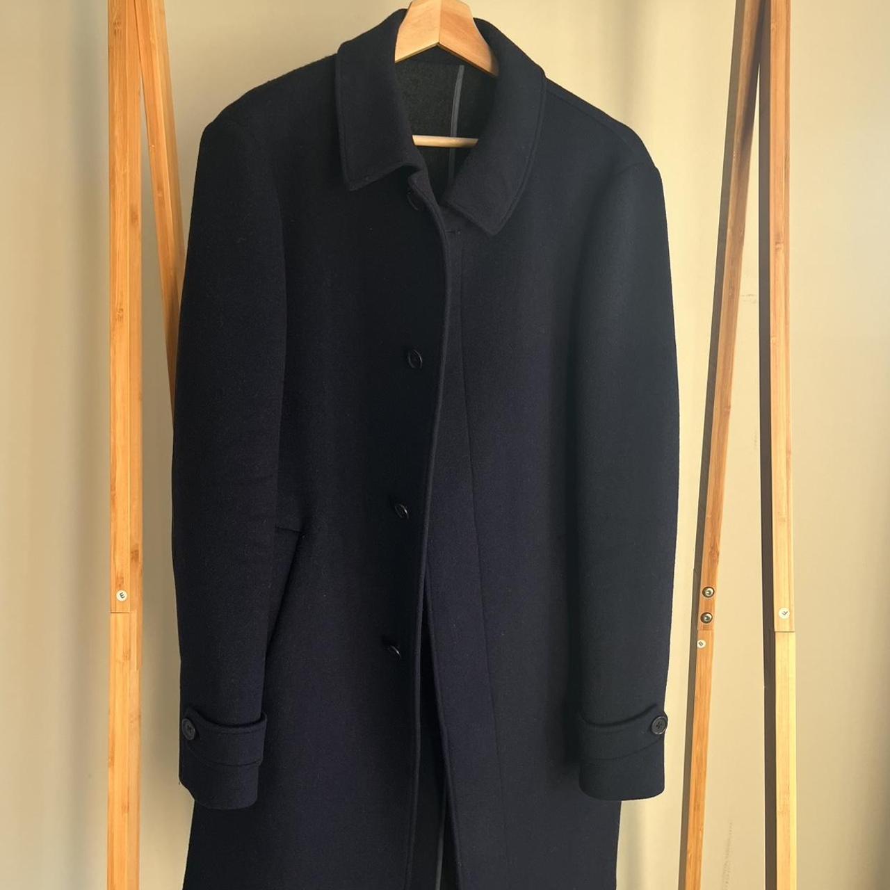 Saba Men’s Navy Wool Blend Car Coat (79% Wool / 21%... | Depop