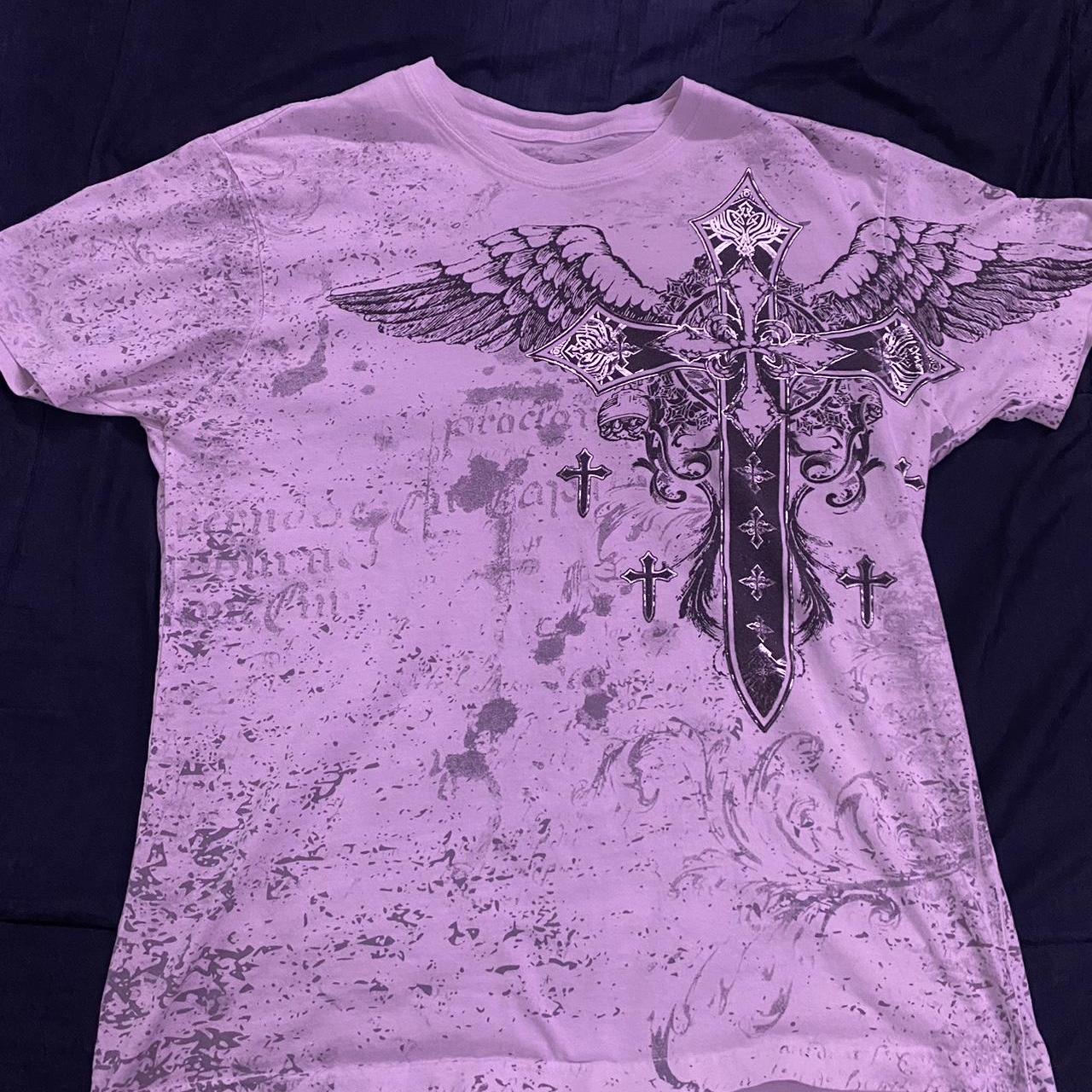 affliction WHITE type of shirt with design included... - Depop