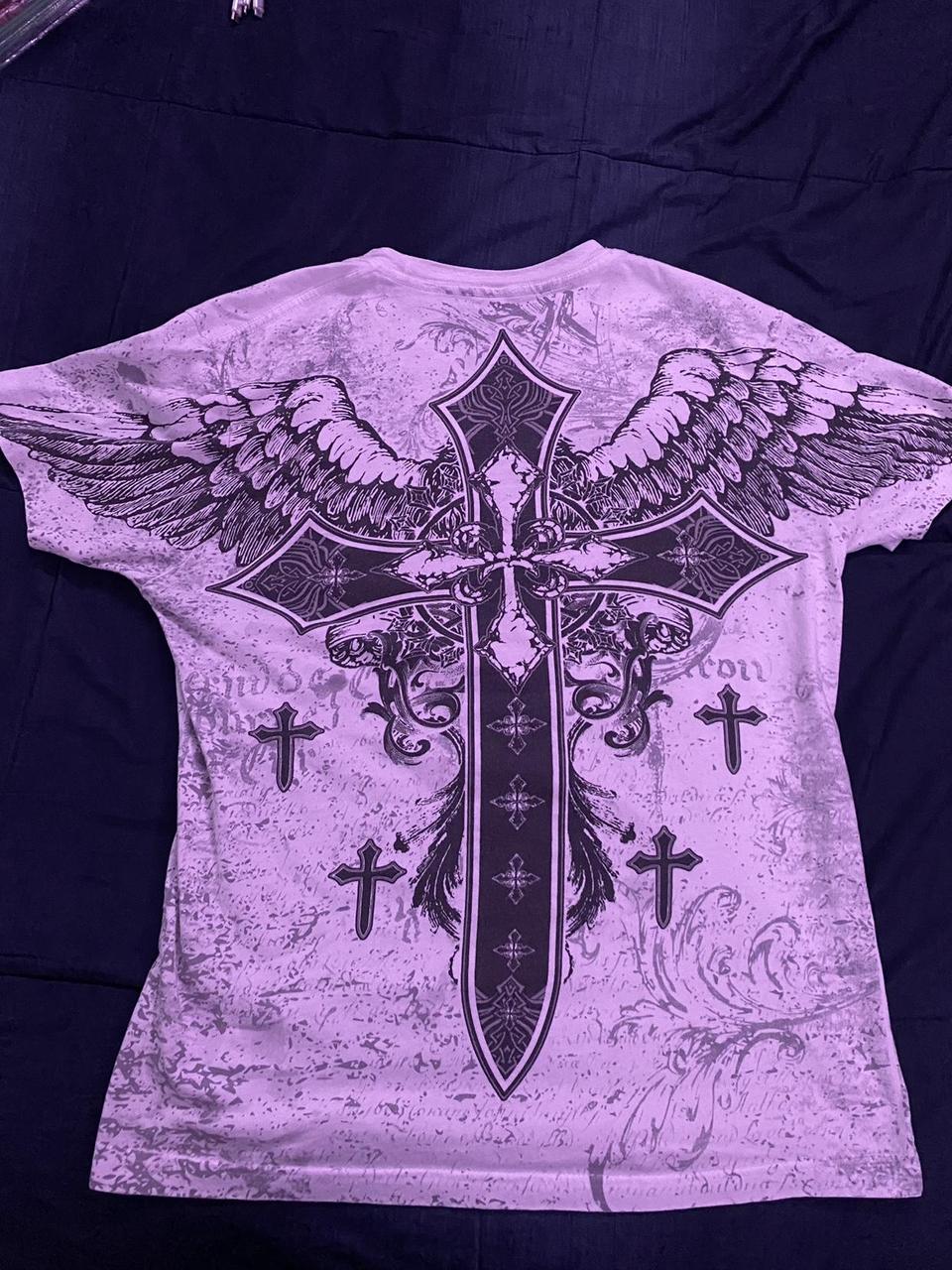 affliction WHITE type of shirt with design included... - Depop