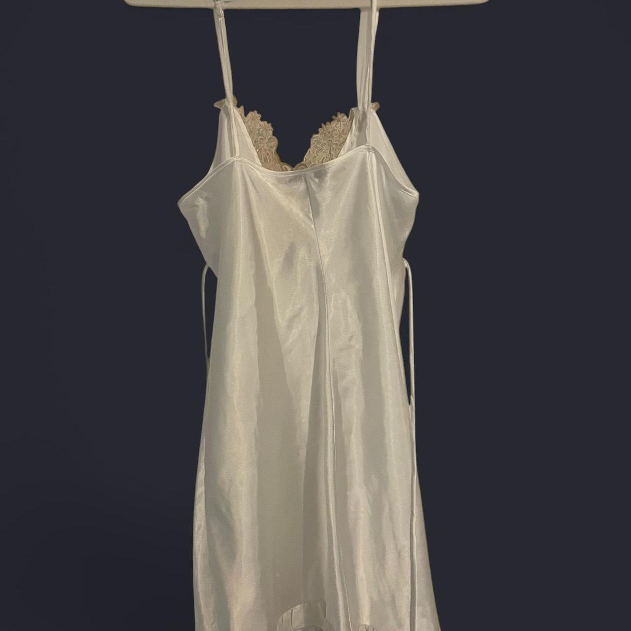 Línea Donatella White Satin Slip Dress Size: M... | Depop