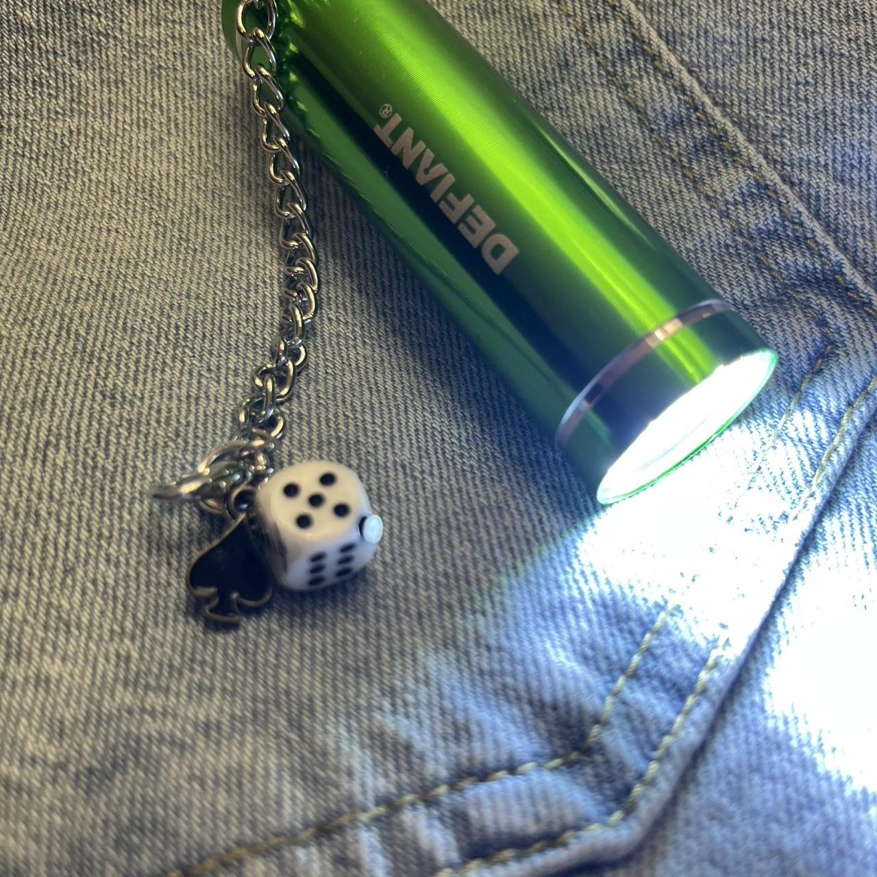 GREEN PORTABLE FLASHLIGHT WITH SPADE CHARM #y2k... | Depop