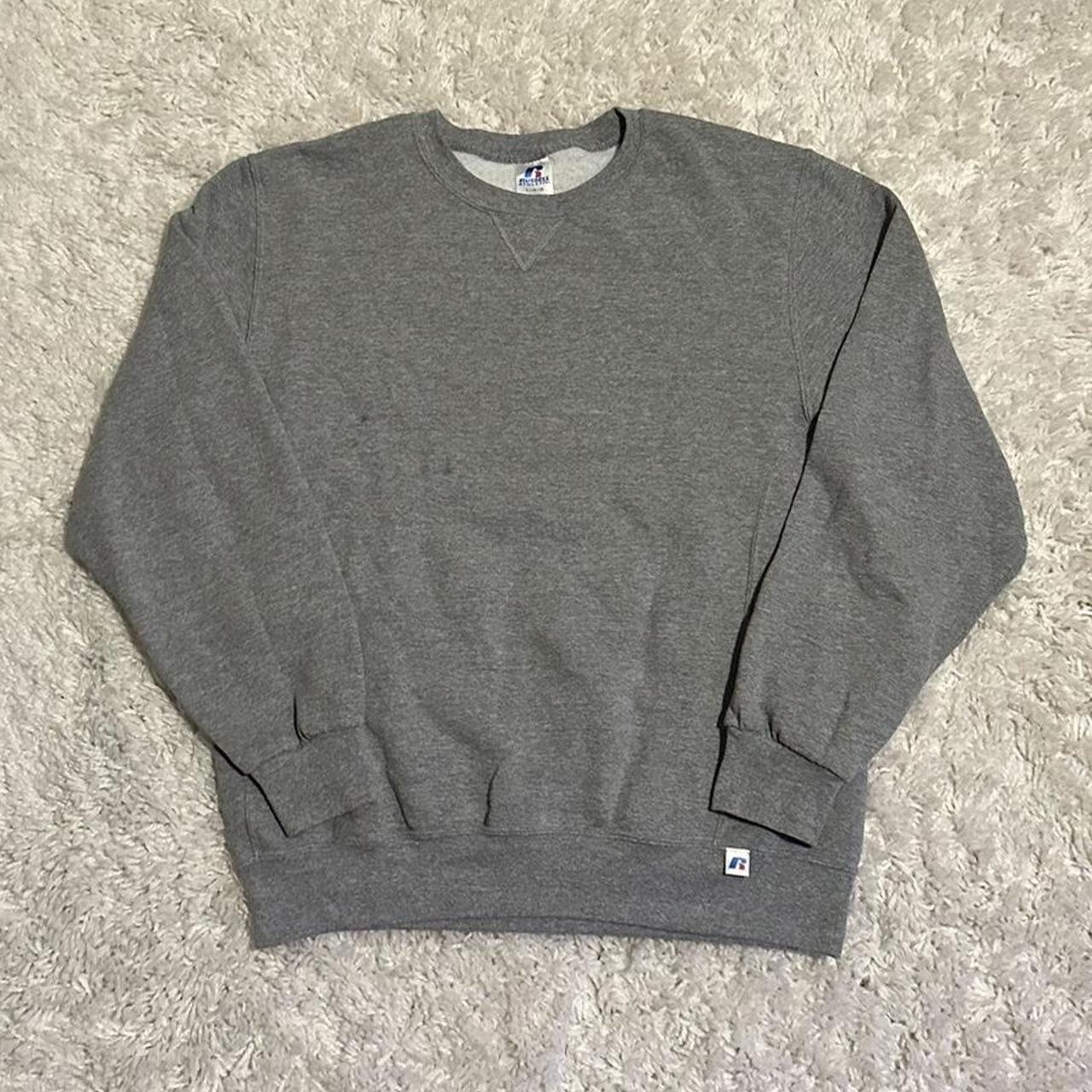 Grey Russel Blank Crewneck Size Large - Depop
