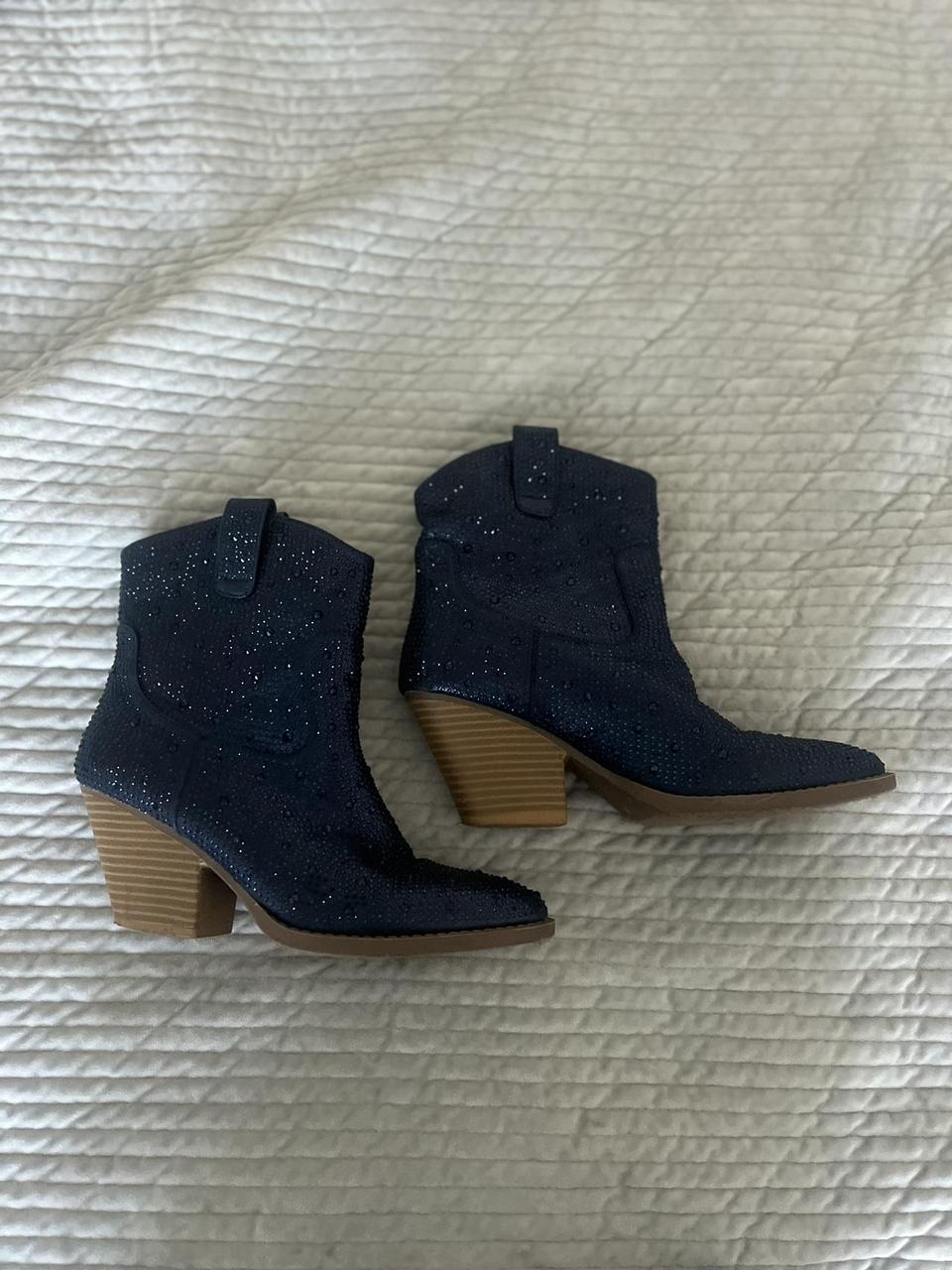 Navy Rhinestone Boots Size 8 Worn a few times and... - Depop