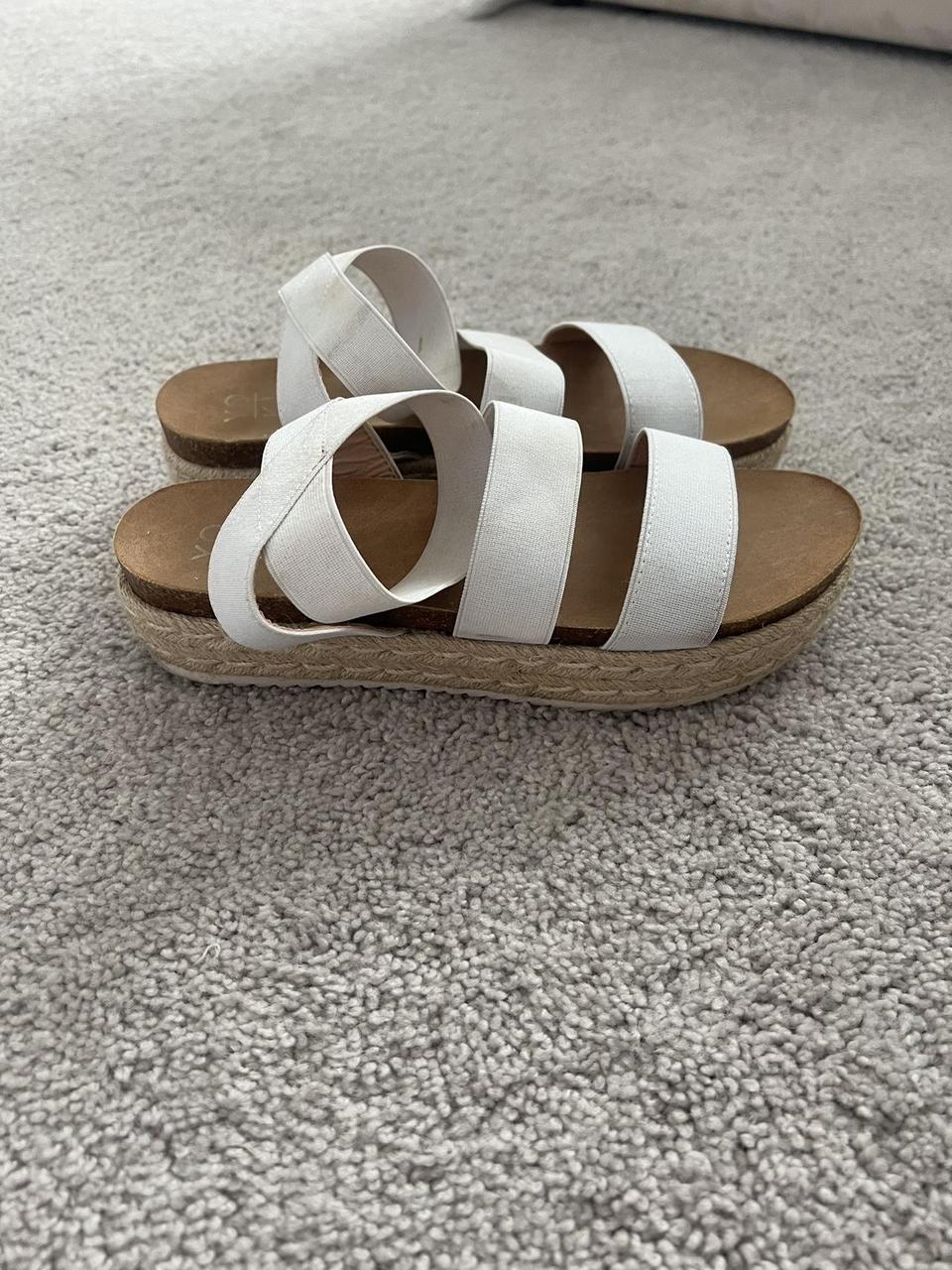 White platform sandals size : 8 color : white used... - Depop