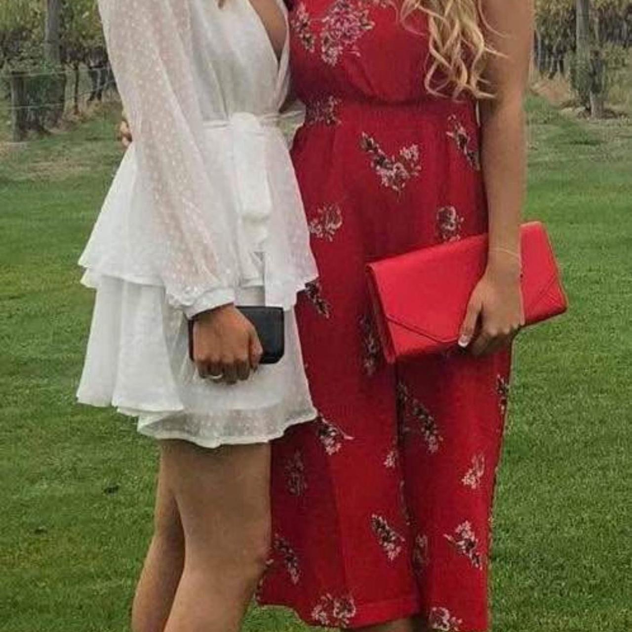 Gorgeous floral red pantsuit from Temt Size M Worn... | Depop