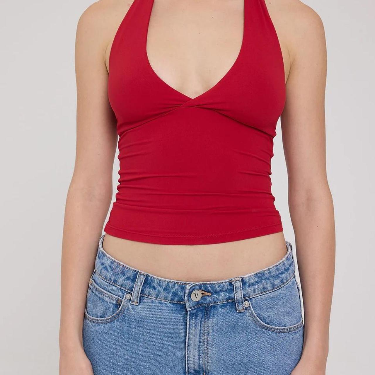 Red halter neck top - Depop