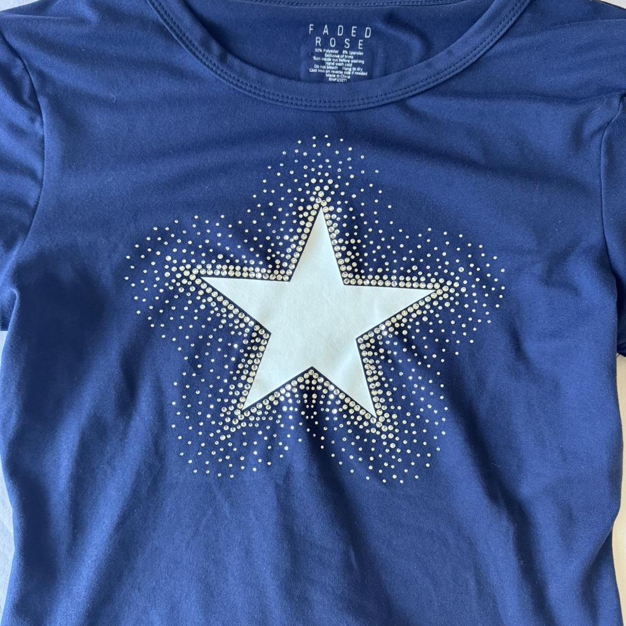 Navy blue star rhinestone baby tee Size medium but... | Depop