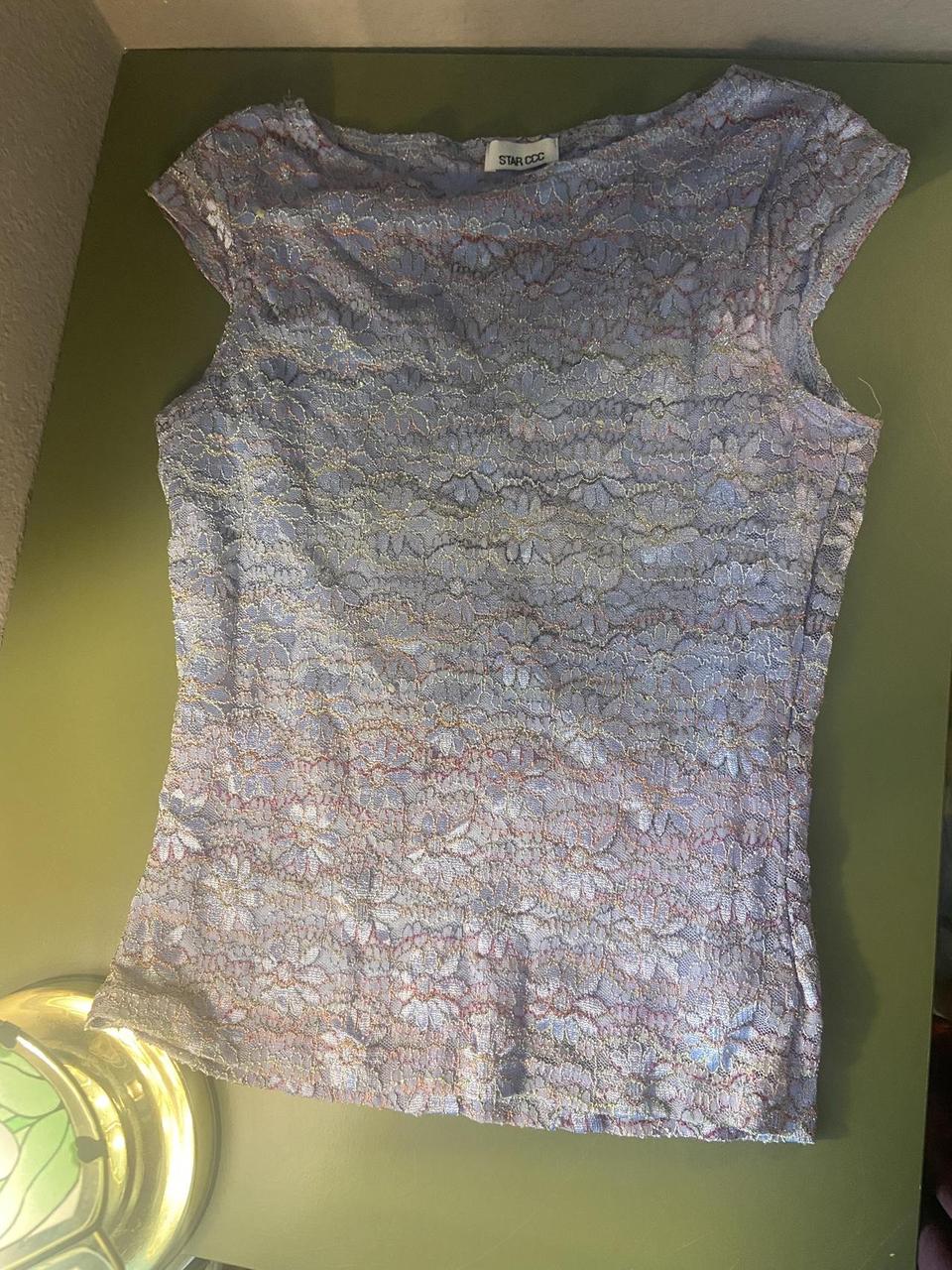 2000s purple and pink lace top. Super cute and the... - Depop