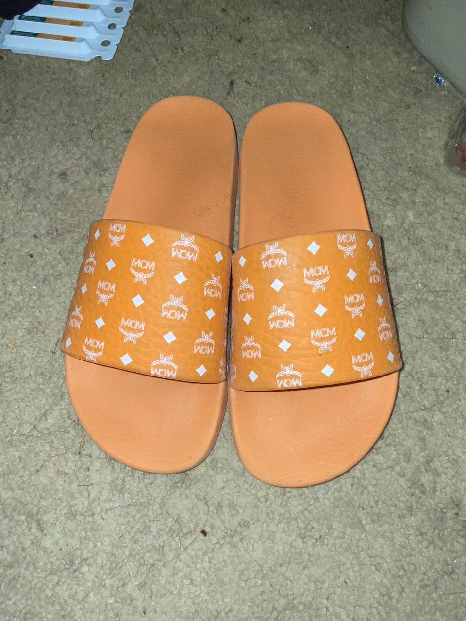 ORANGE MCM SLIDES - Depop