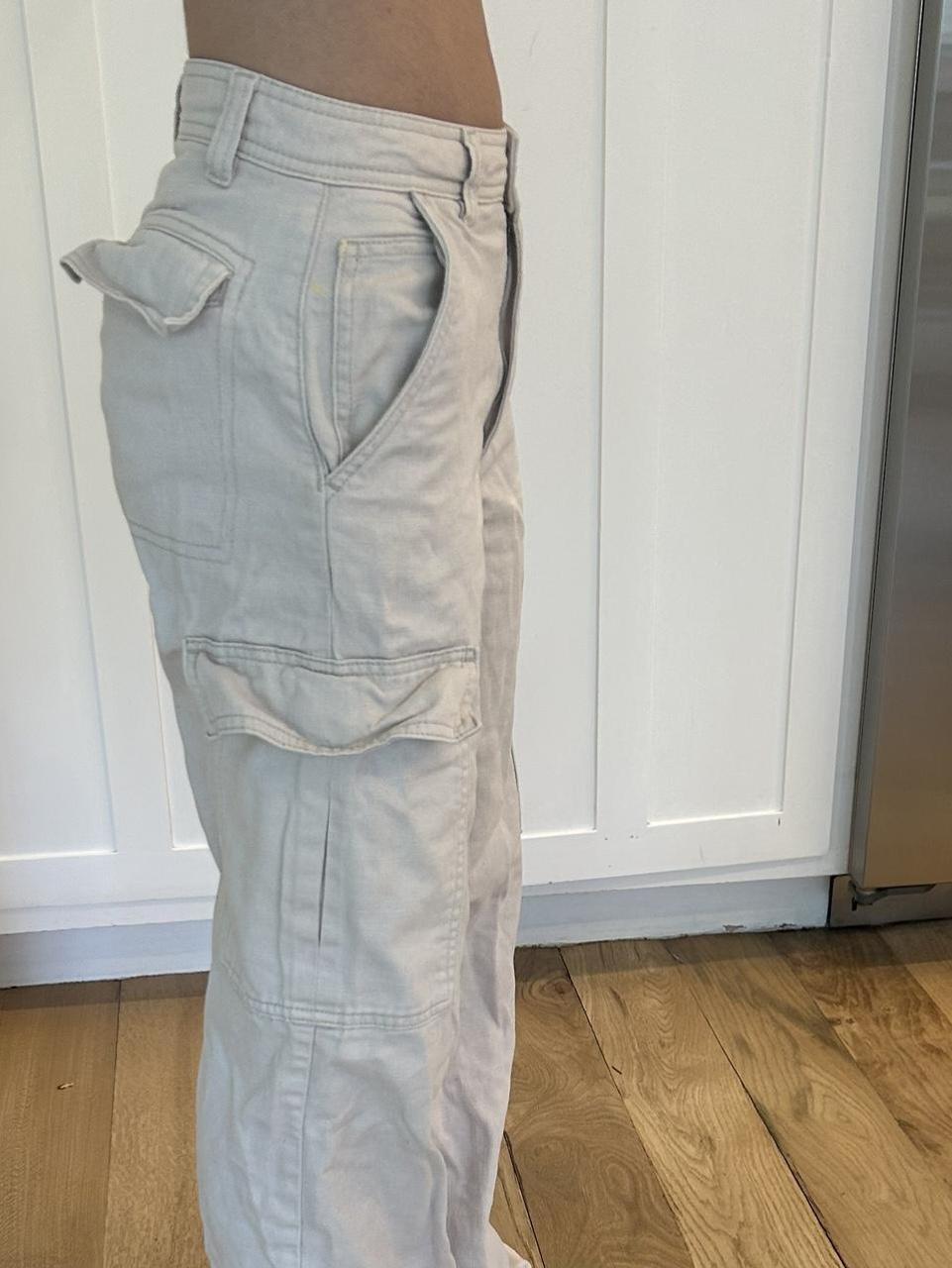 beige cream cargo pants size 0 womens kids waist... - Depop