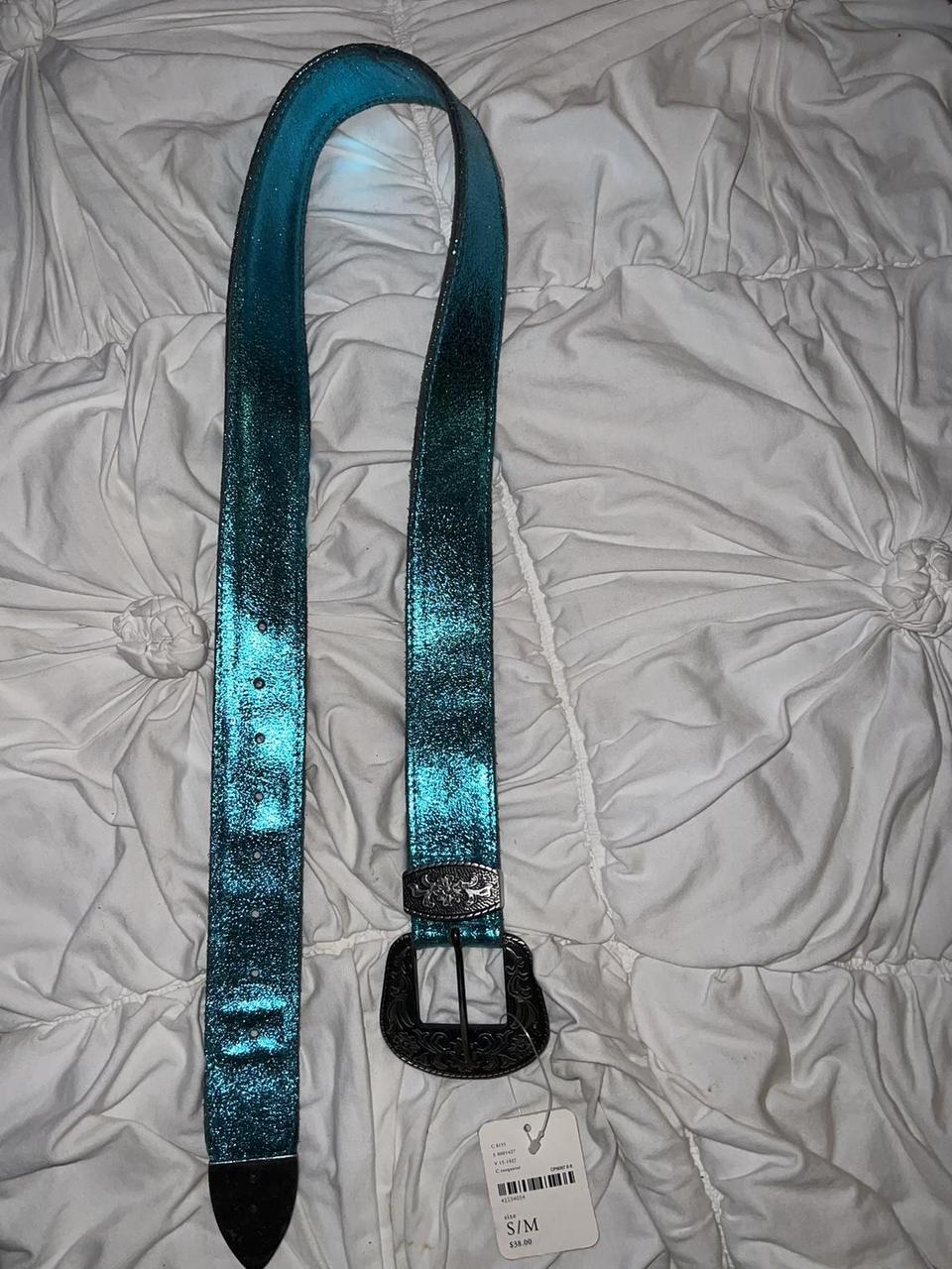 Metallic teal belt from free people with silver... - Depop