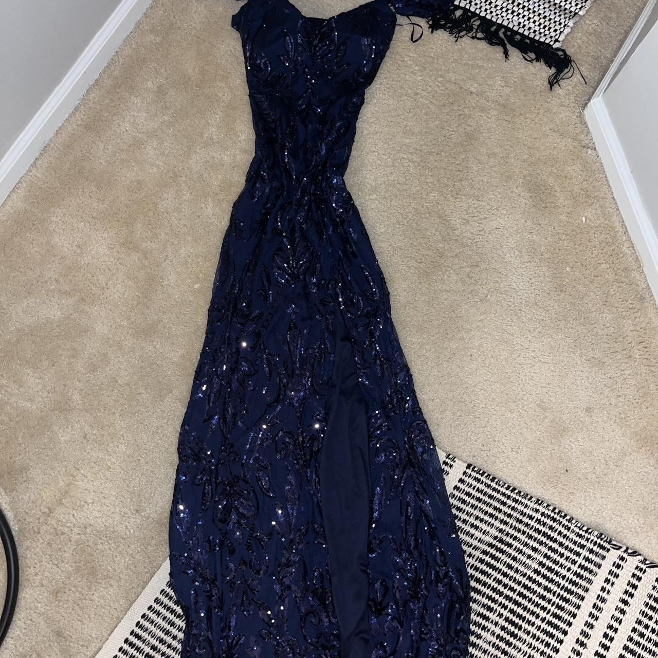 Windsor navy blue sequin open back prom dress #prom... | Depop