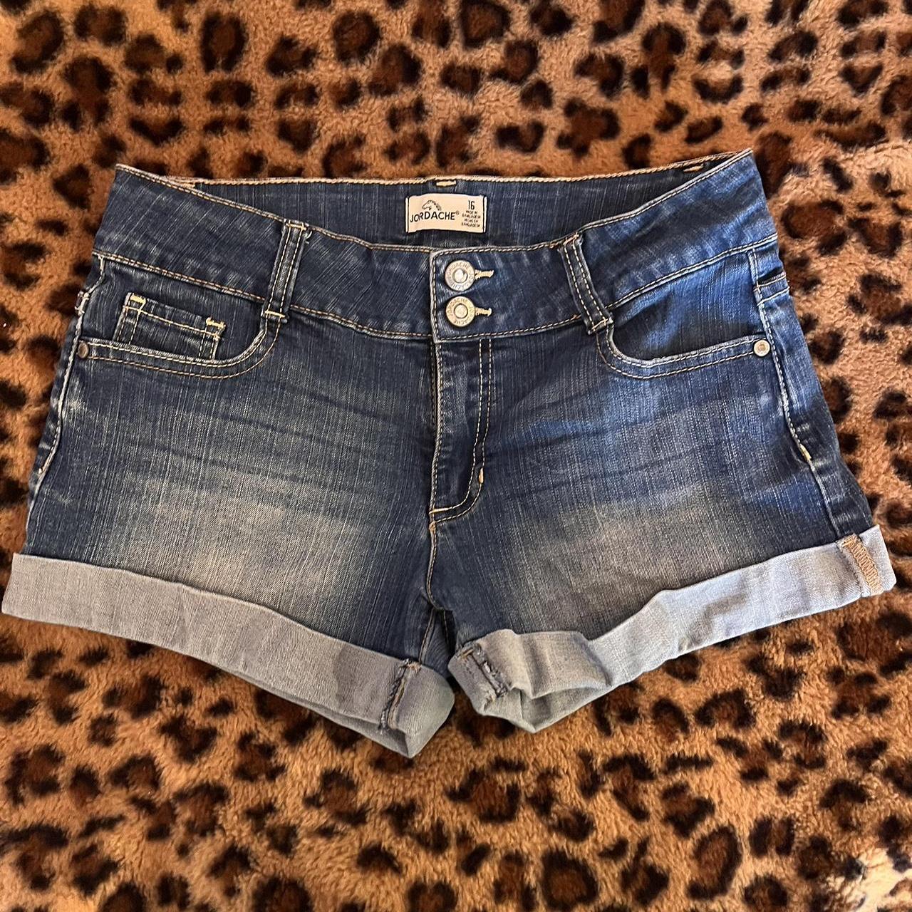Cute blingy button jean shorts... | Depop