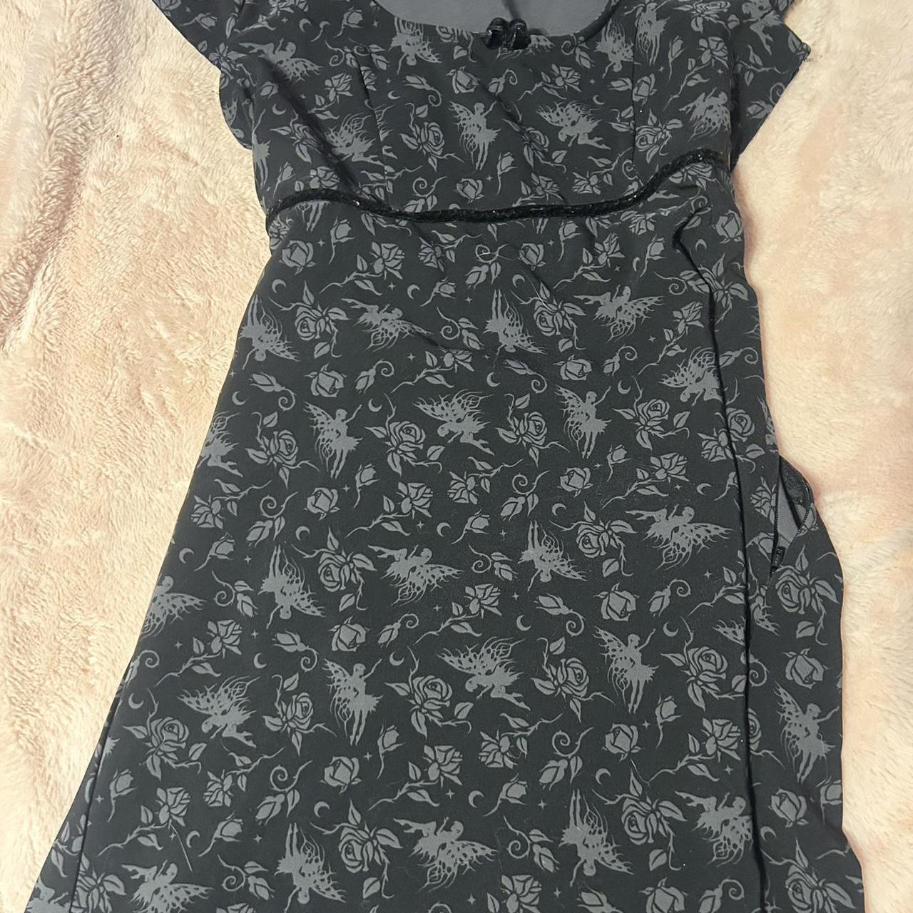 Hot topic Fairy floral dress Black&Gray Size M Zips... | Depop