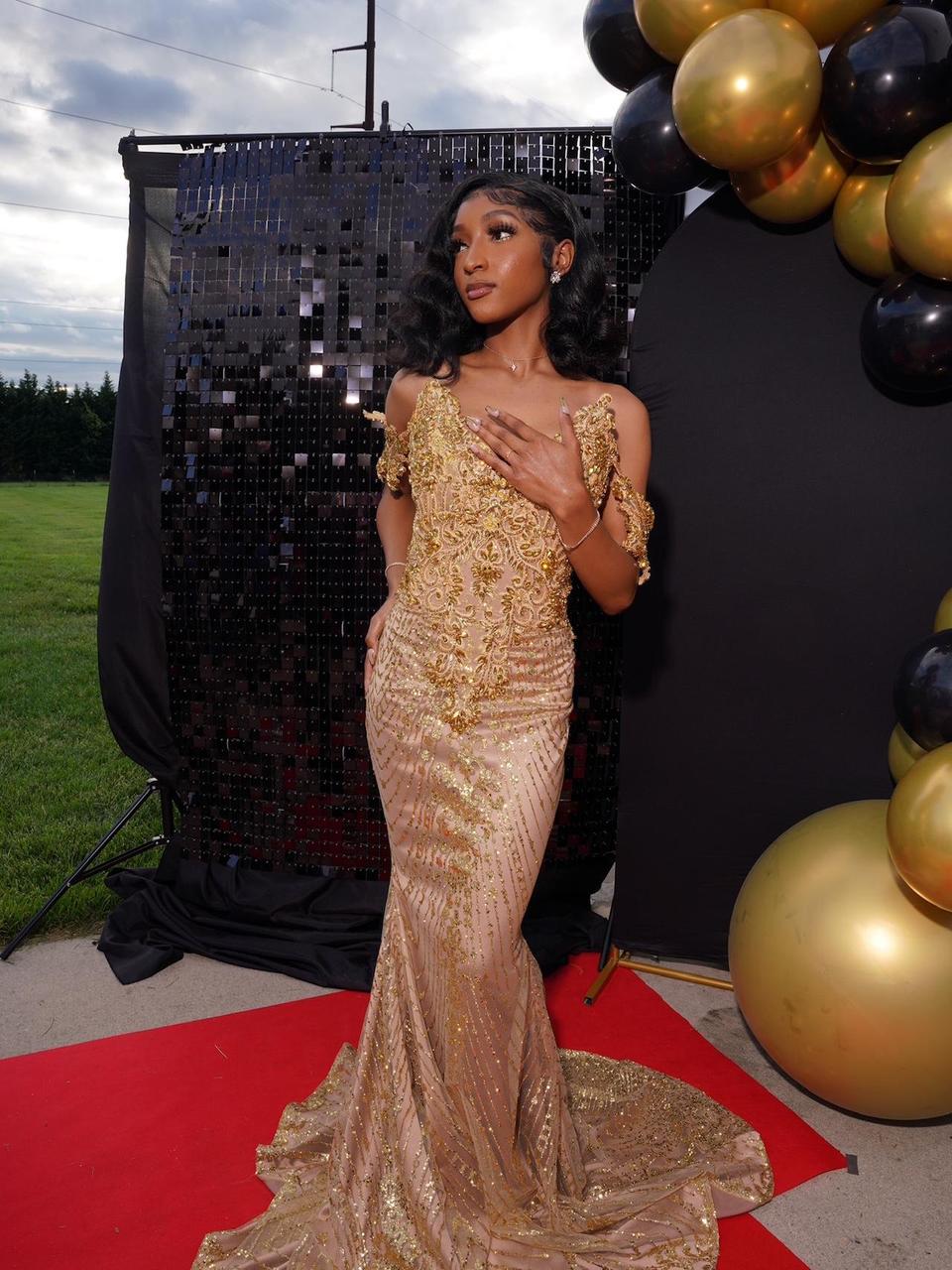 Beautiful Gold Custom Prom Dress -Dm open for... - Depop
