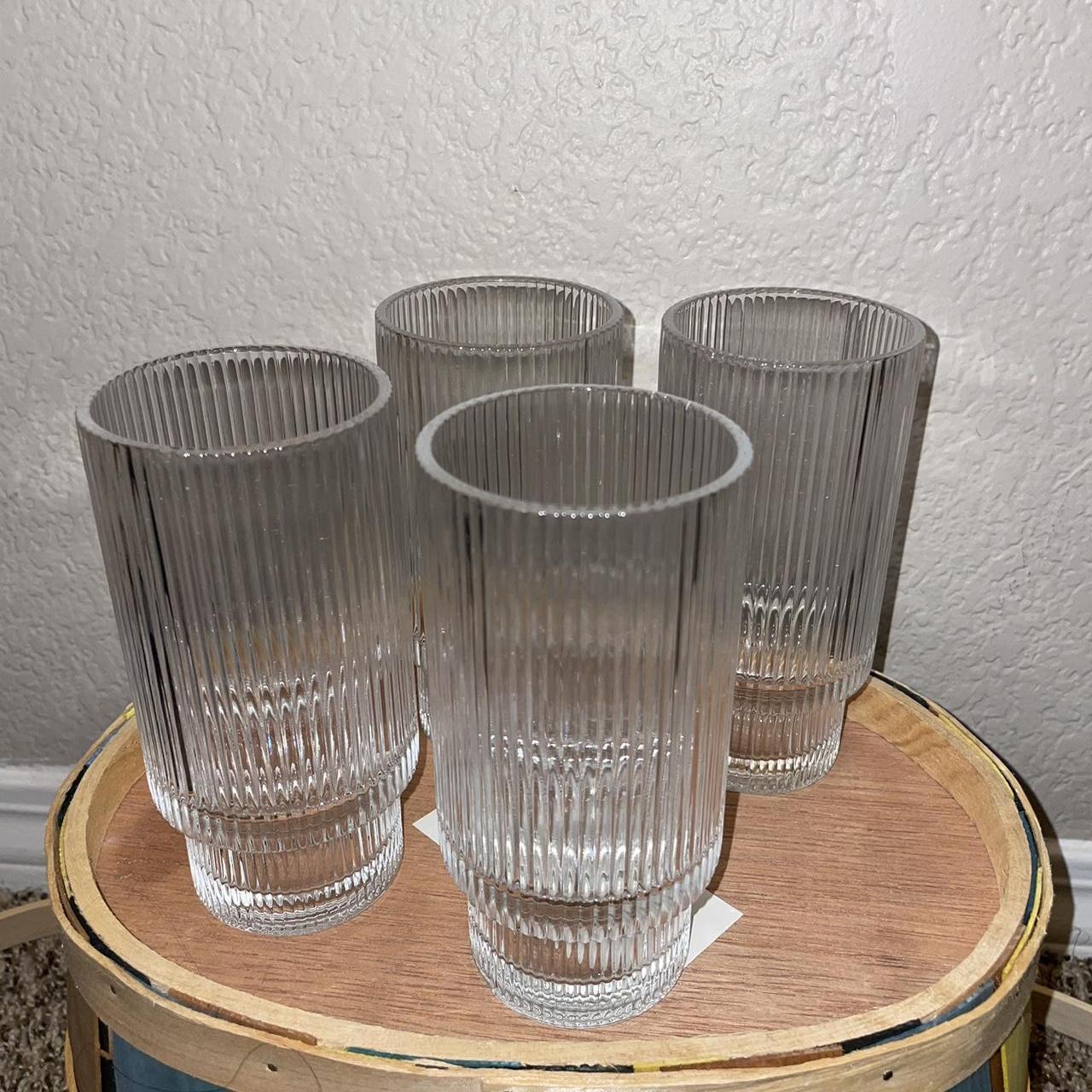 AMAZON stackable ribbed drinking glasses. Perfect... - Depop