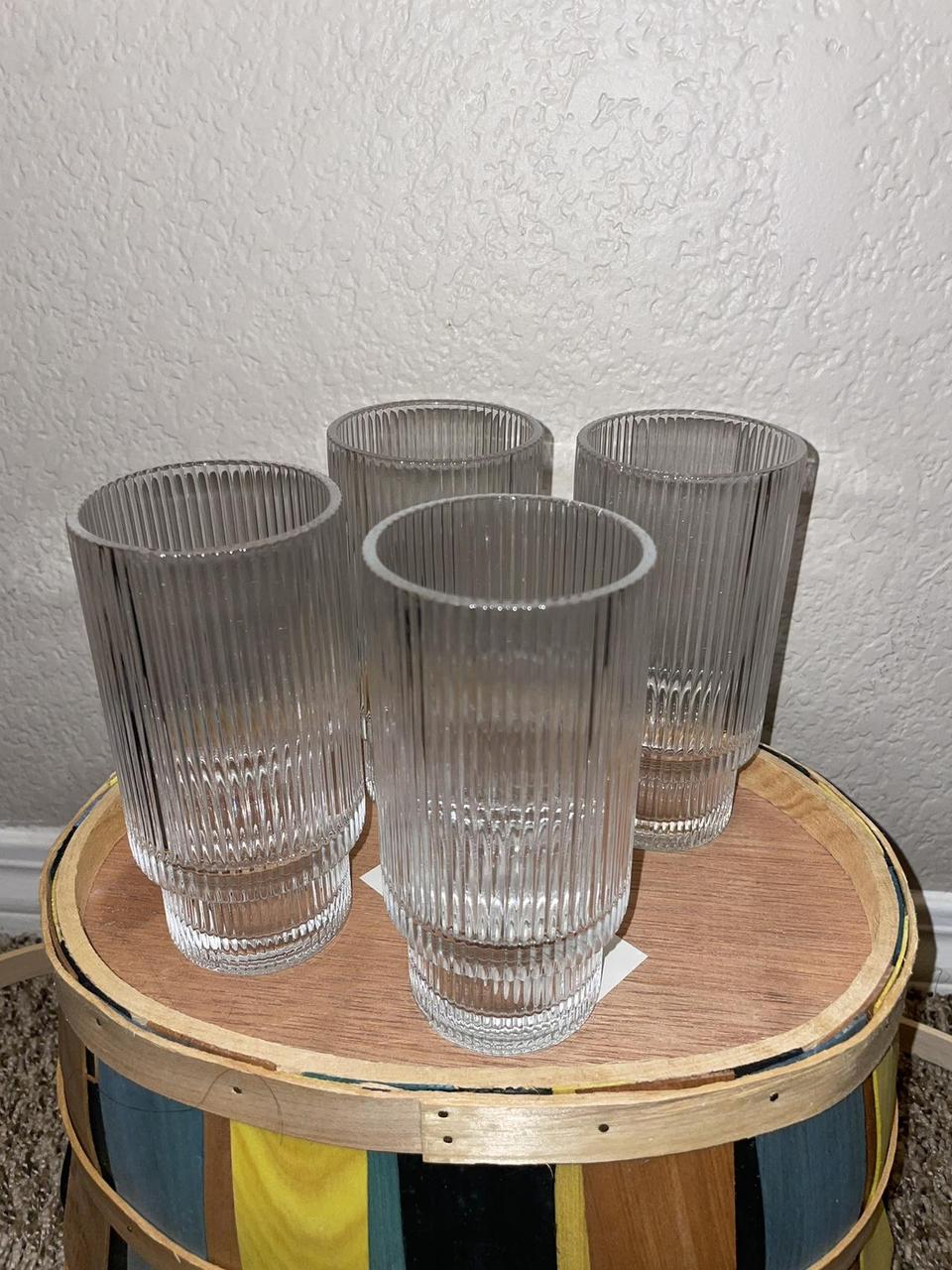 AMAZON stackable ribbed drinking glasses. Perfect... - Depop