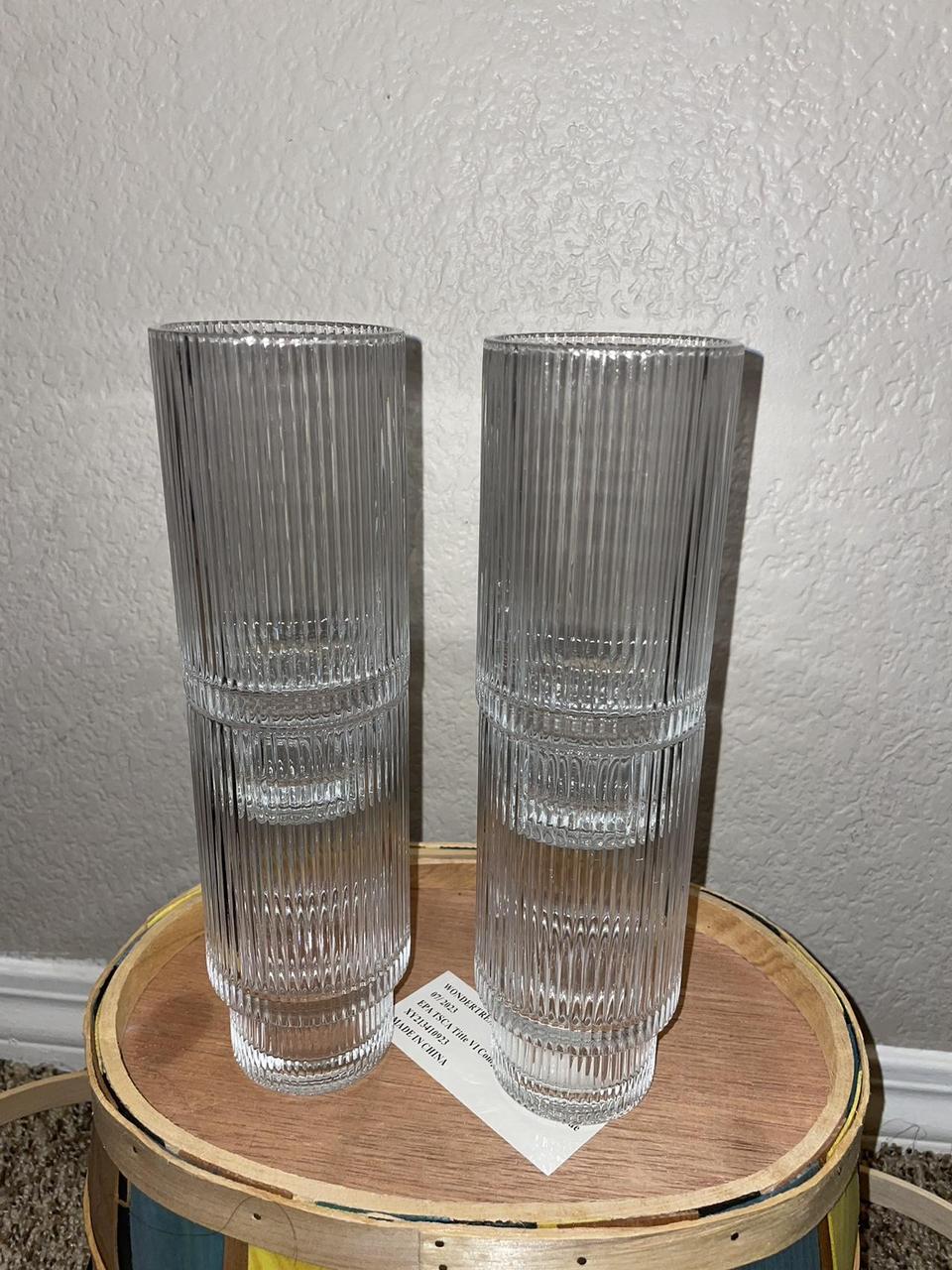 AMAZON stackable ribbed drinking glasses. Perfect... - Depop