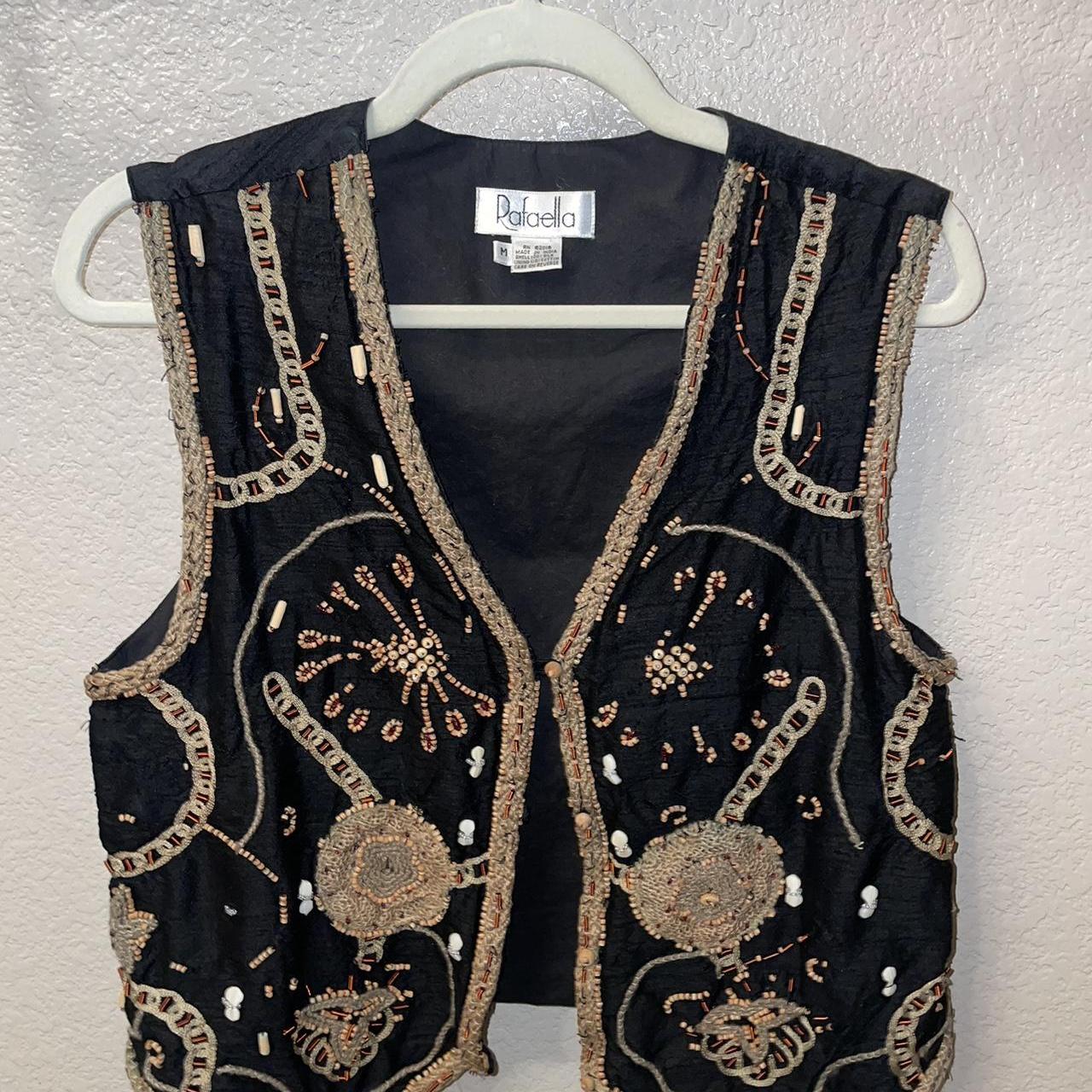 VINTAGE bohemian beaded vest. Size M. In good... - Depop