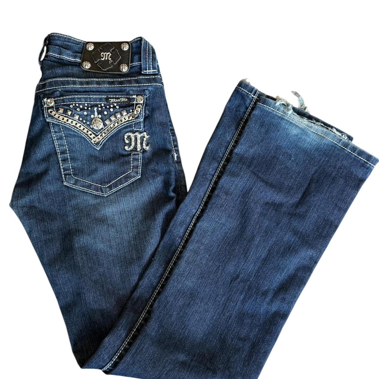rare vintage dark wash low-rise flared/boot-cut miss... | Depop