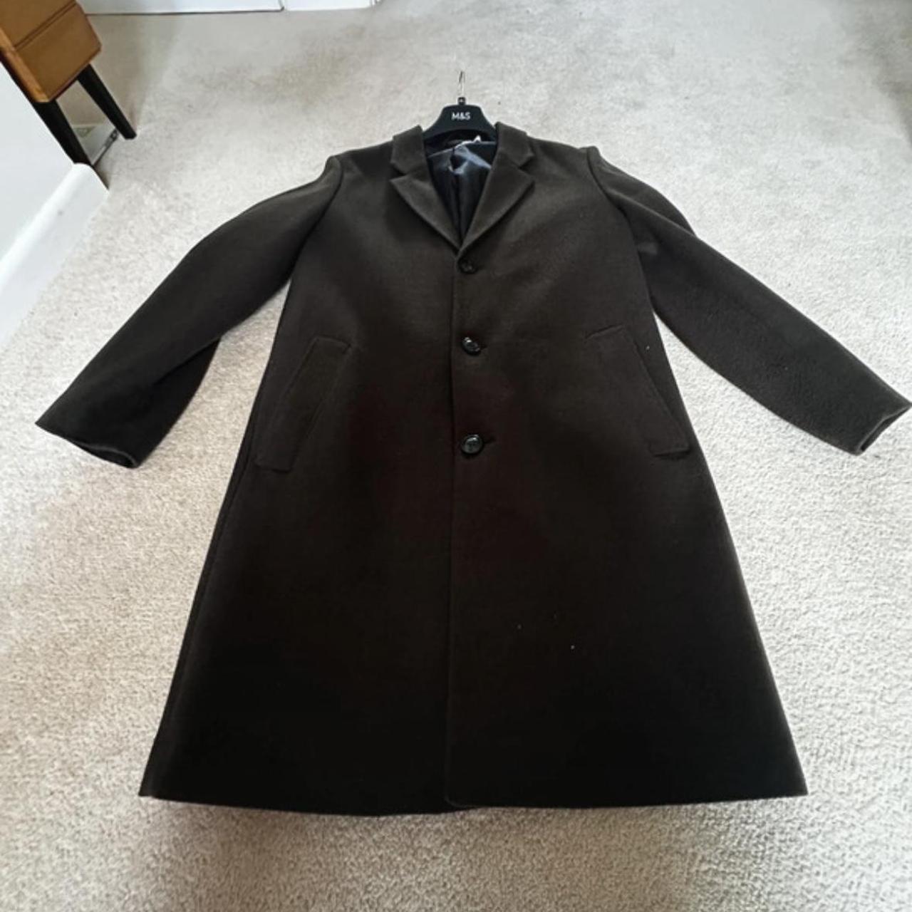 TOPMAN WOOL OVERCOAT Dark green Topman wool... | Depop