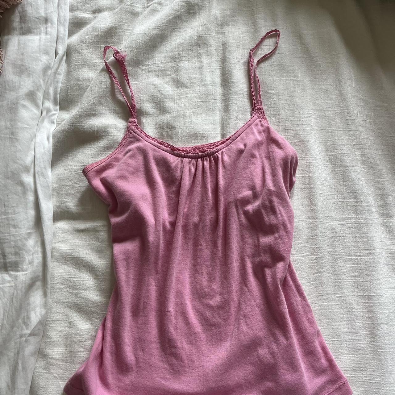 very cute pink tank with lace straps - Depop