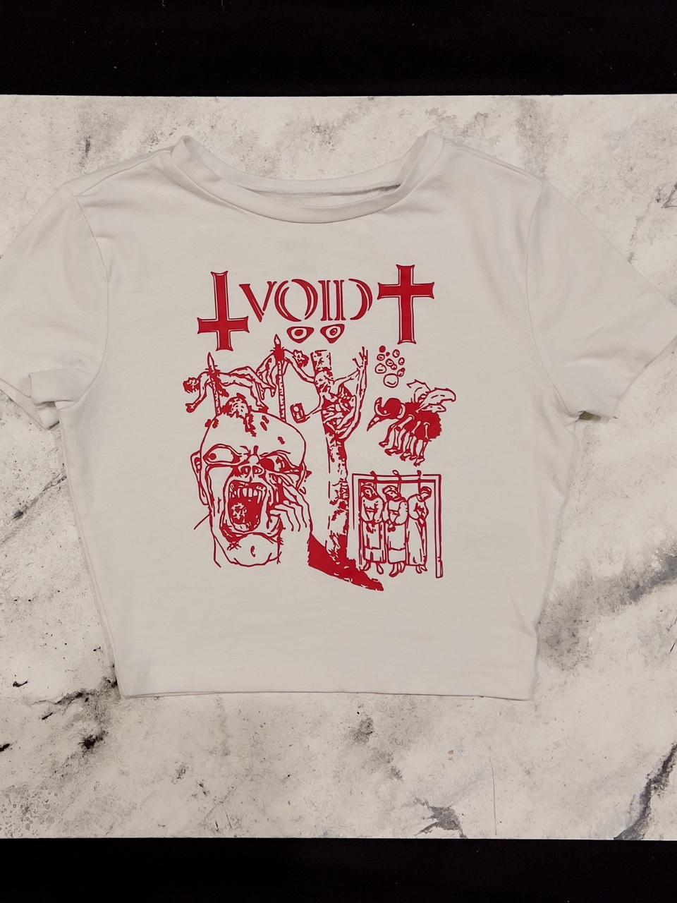 VOID band tee, crop top Ladies small, one of a kind... - Depop